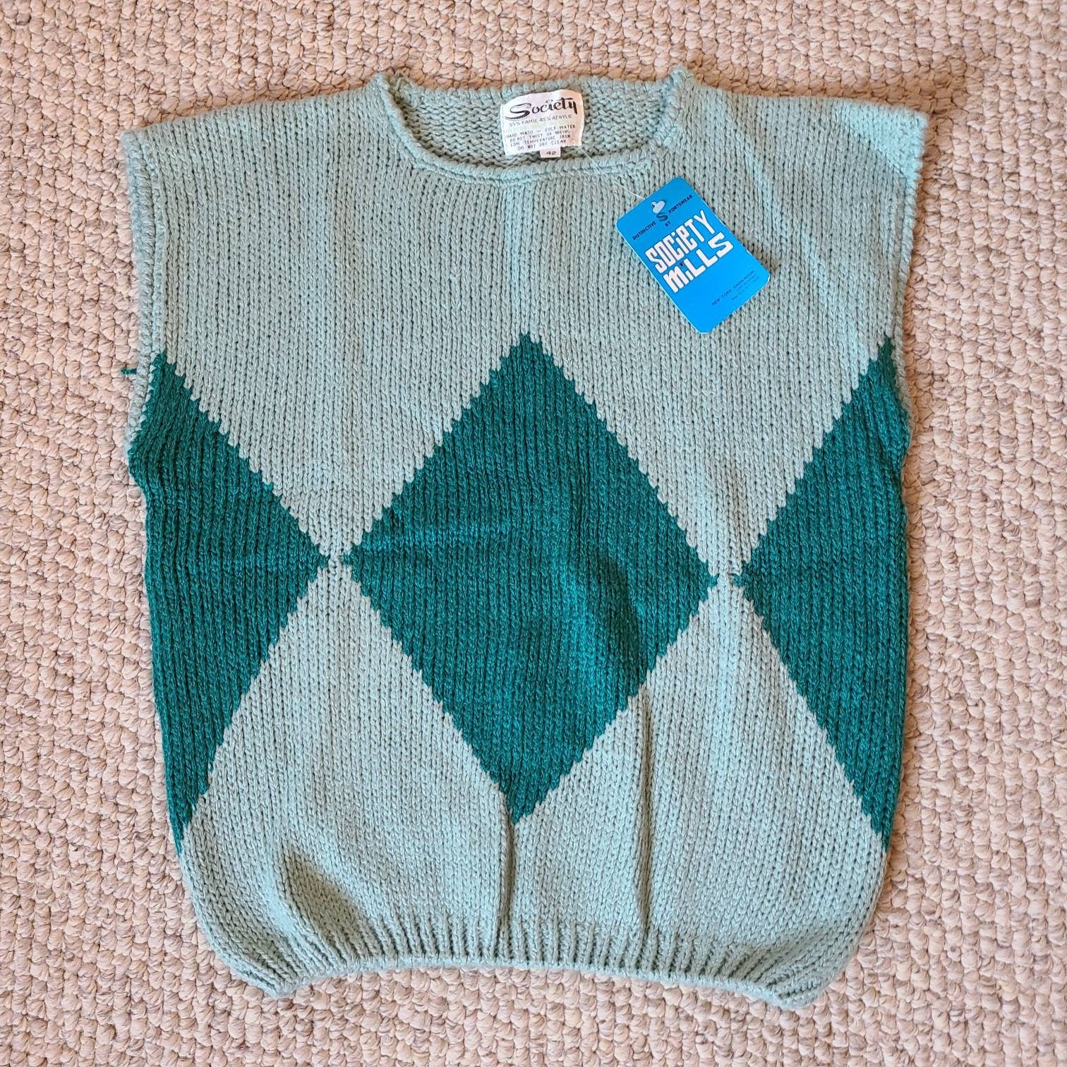 Vintage 80s Deadstock Argyle Sweater Vest by Society Mills | Shop THRILLING