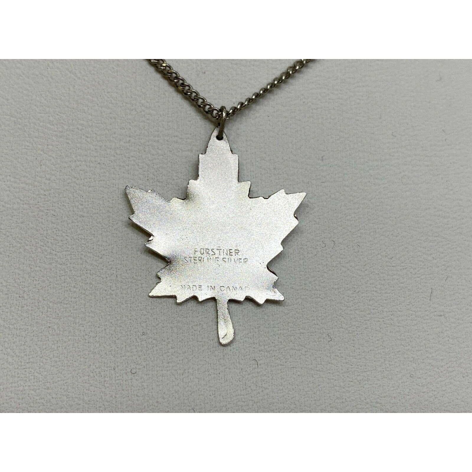 Vintage Necklace Pendant Forstner Sterling Silver Maple Leaf Curb Link ...