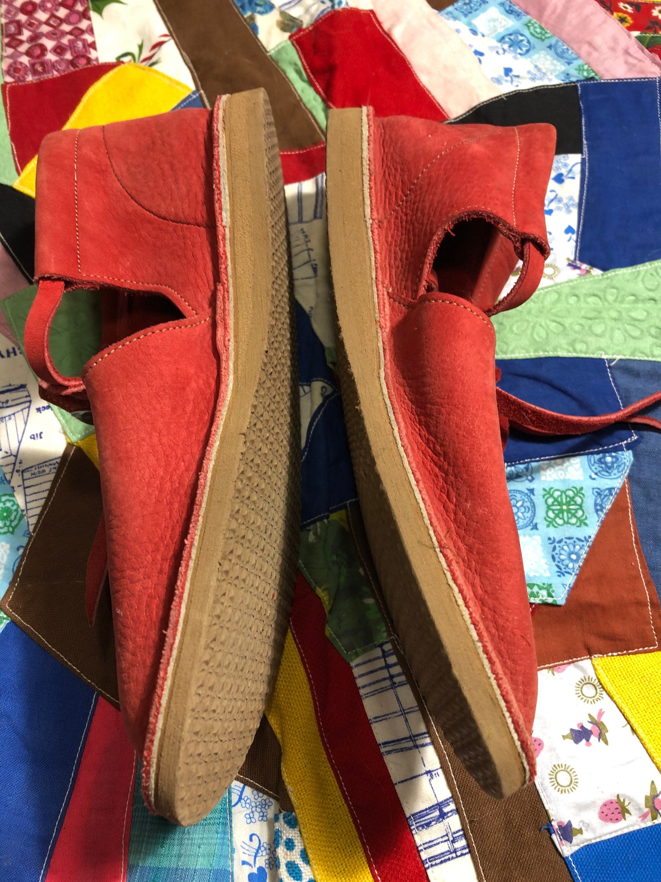 Vintage 60s/70s Suede Buffalo Nickle Button Red Moccasins By Wild Soles ...