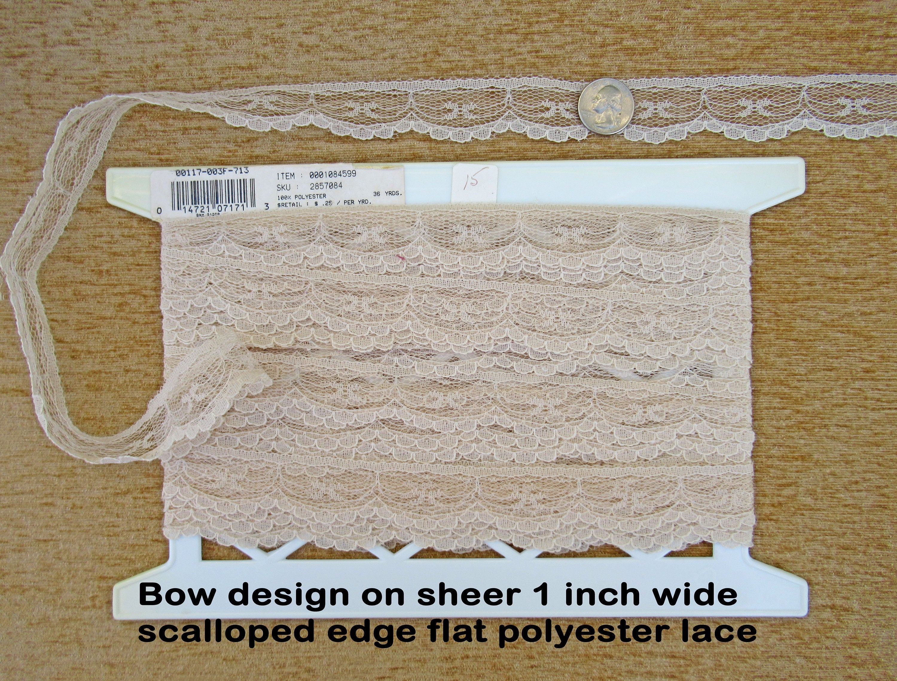 Vintage 16. 5 Yards Lace Original Store Roll 1 Inch Wide Afc Beige ...