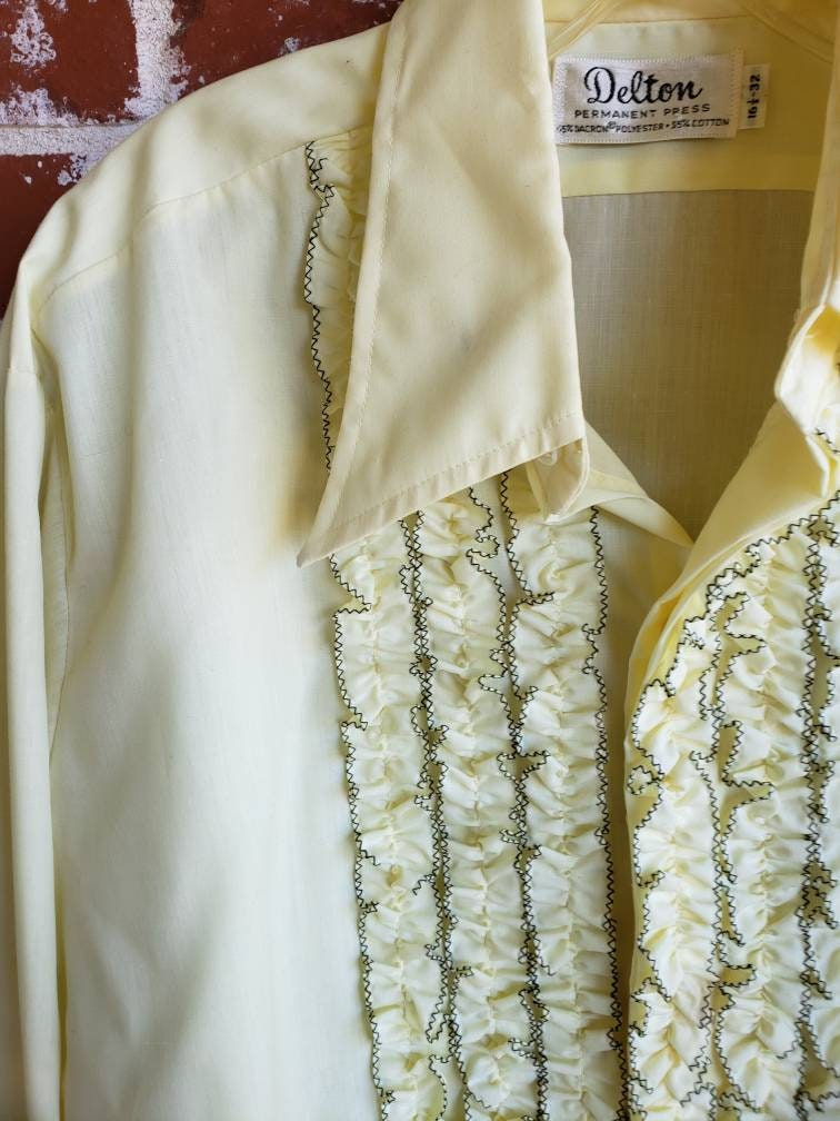 Vintage 70s Ruffled Tux Shirt French Cuff | Shop THRILLING
