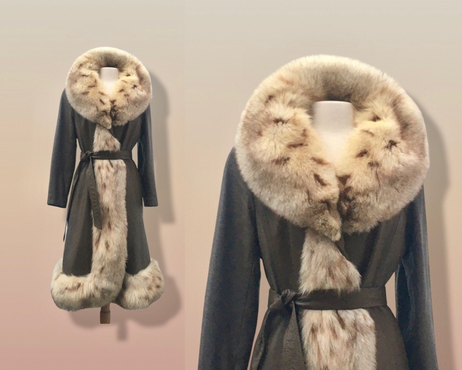 Vintage 70s Leather Spotted Fox Fur Wrap Coat | Shop THRILLING
