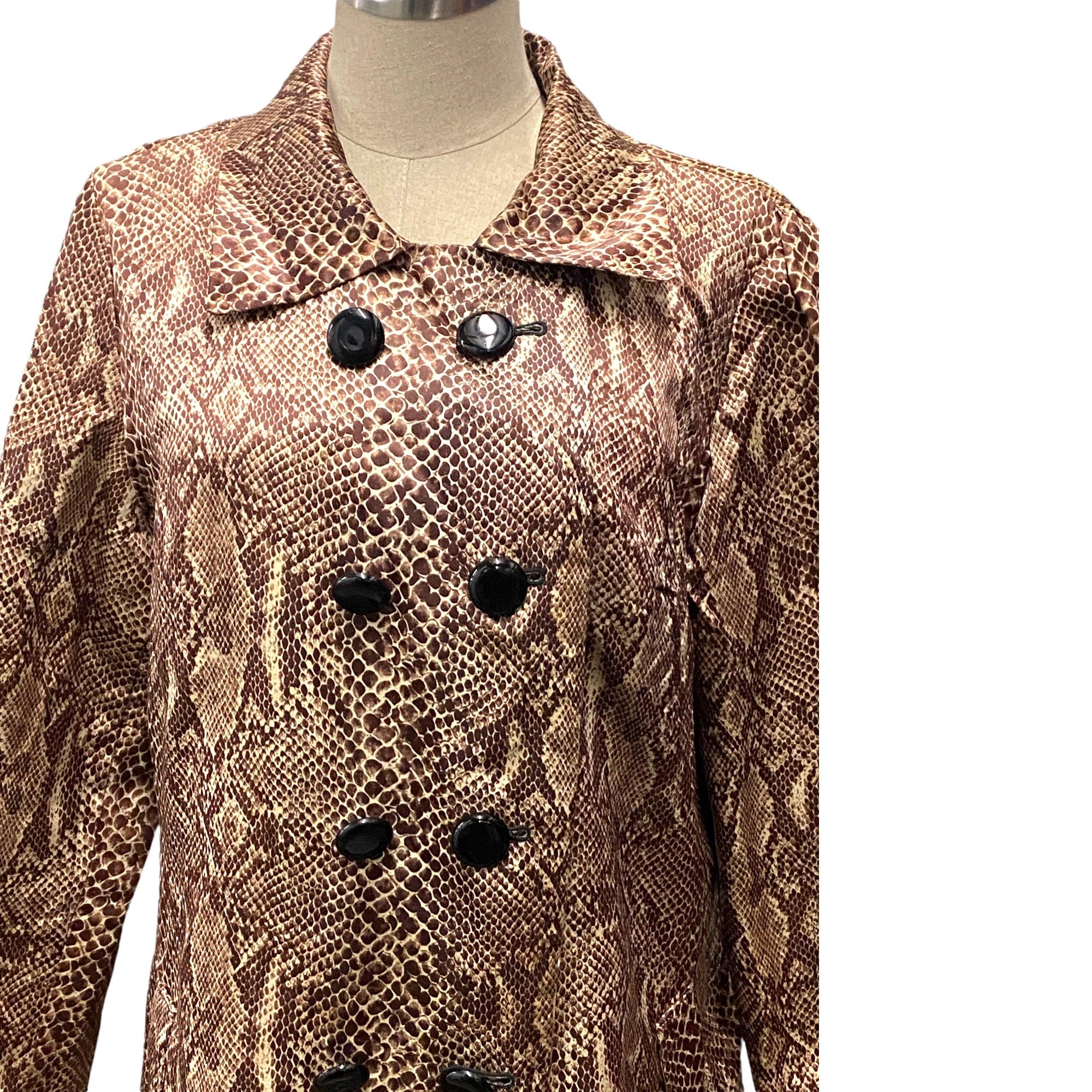 Vintage Reptile Skin Pattern Double Breasted Coat | Shop THRILLING