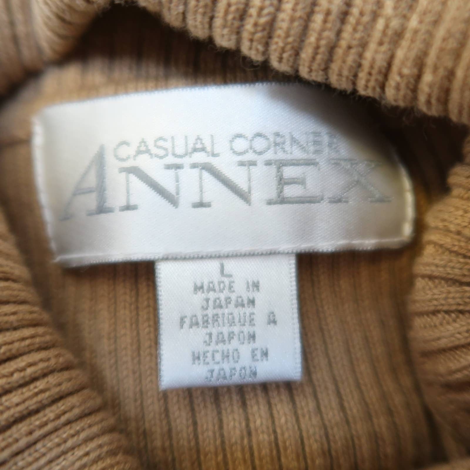 Vintage 90s Casual Corner Annex Camel Brown Ribbed Knit Turtleneck ...