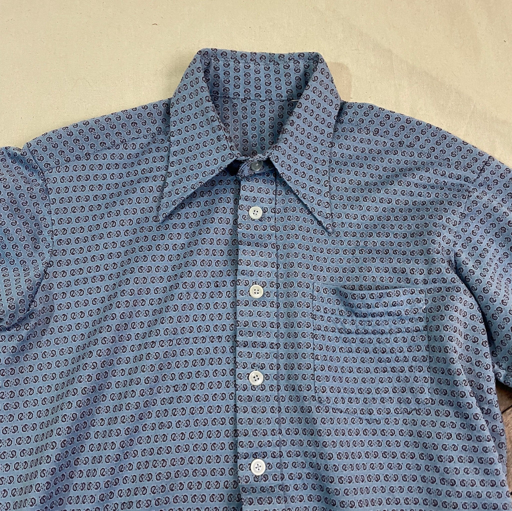 Vintage 70s Paisley Print Button Down Dagger Collar Disco Shirt | Shop ...