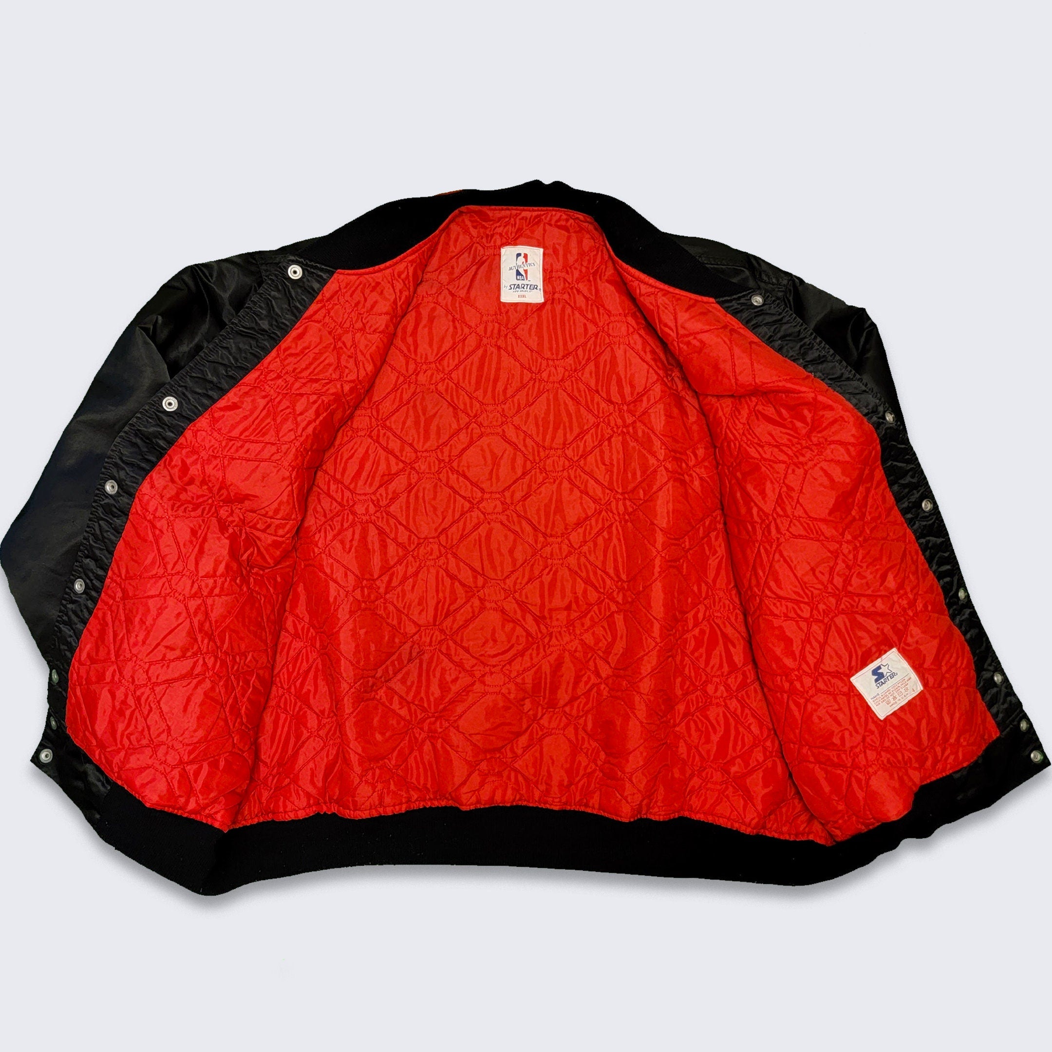 Vintage Portland Trailblazers Starter Satin Bomber Jacket Black and Red ...