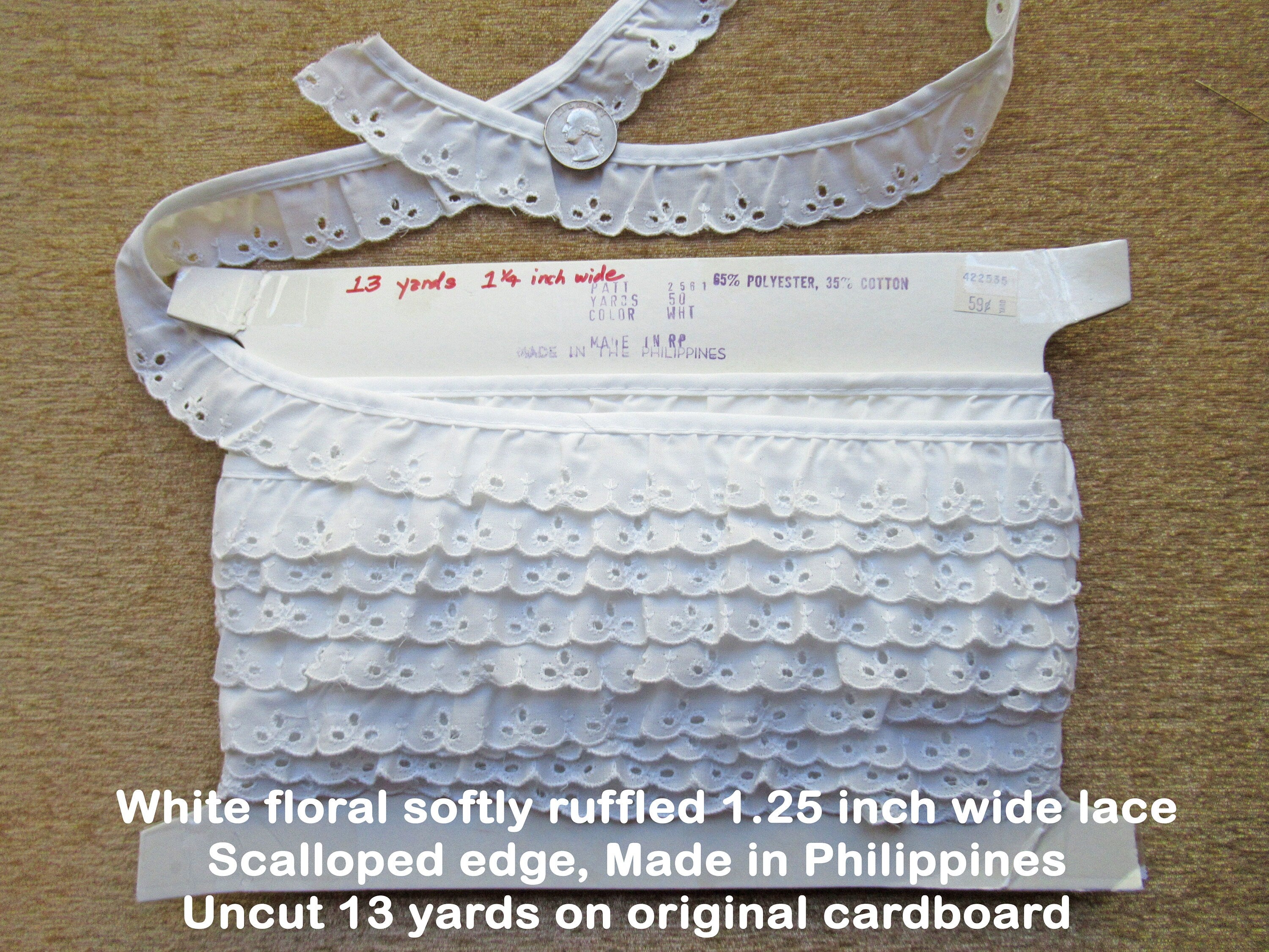 Vintage 13 Yards Piece Lace Softly Ruffled Scalloped Edge Made In ...