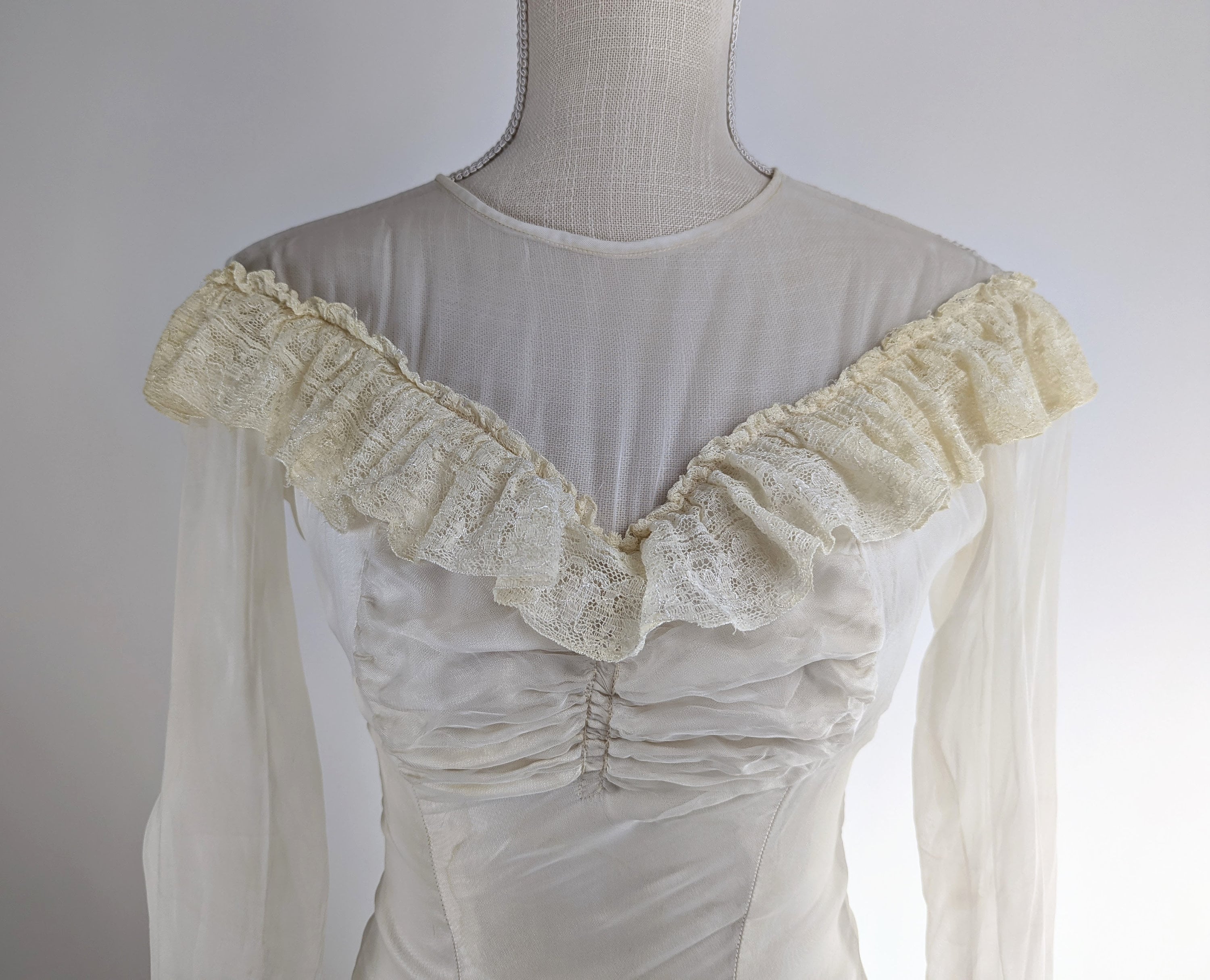 Vintage Restored 40s Wwii Parachute Silk Historical Wedding Dress In ...