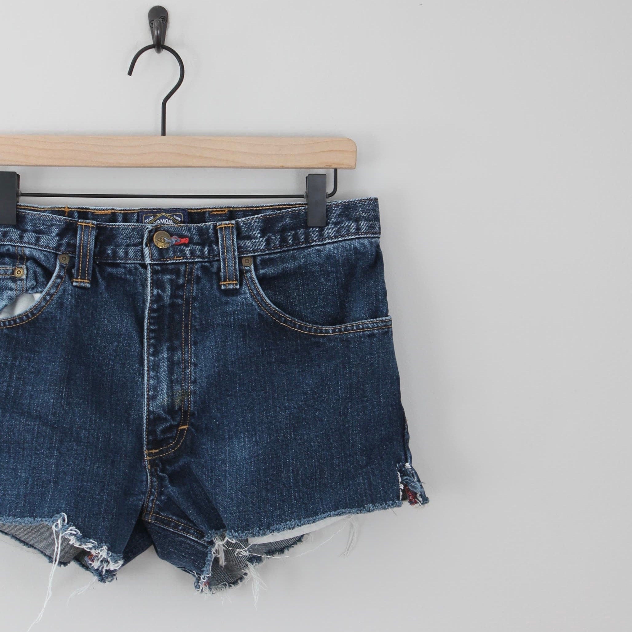 Vintage Dark Wash Denim Cut Off Shorts by Diamond Gusset | Shop THRILLING