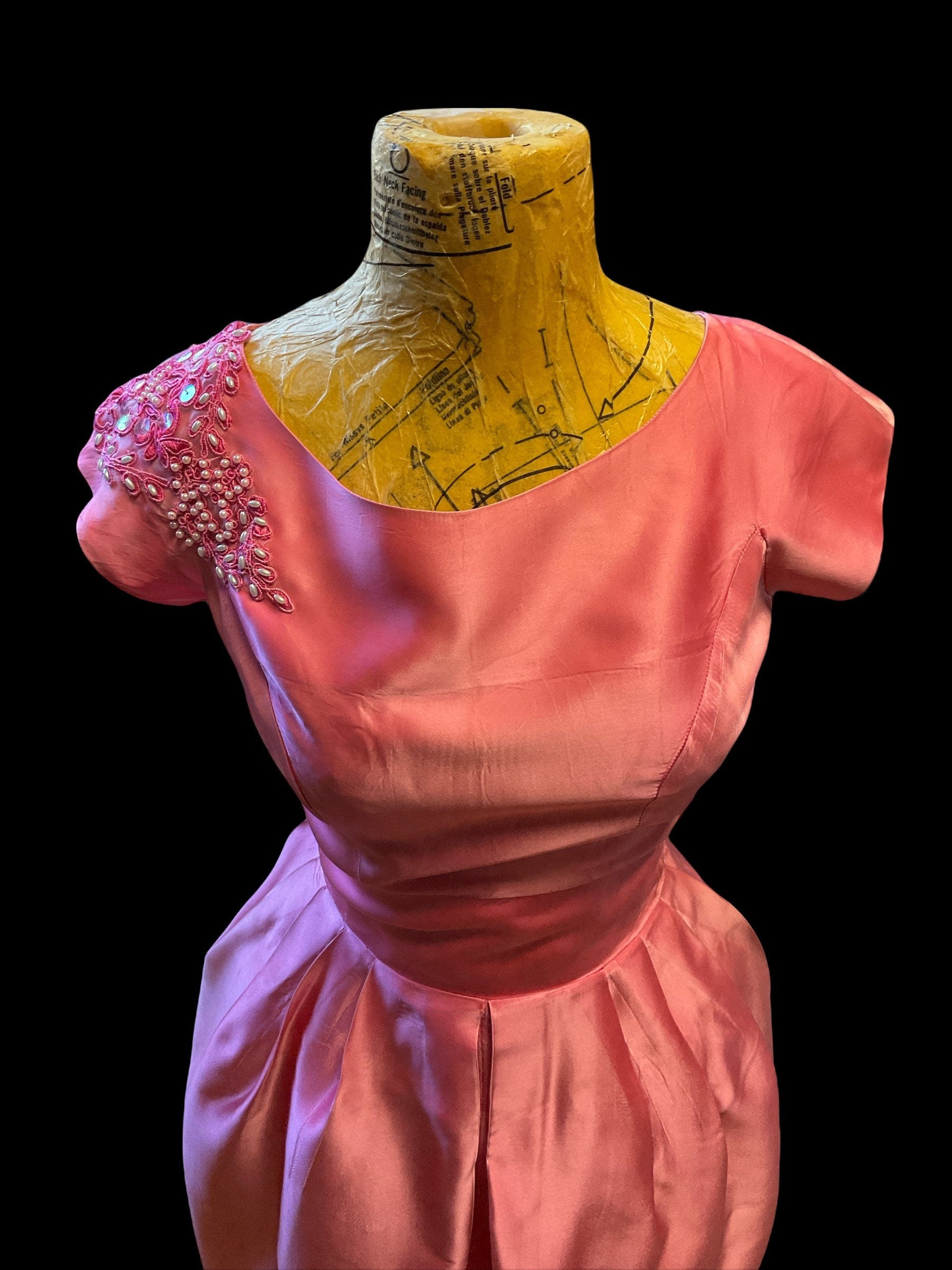 Vintage 50s Lorrie Deb of San Francisco Pink Cocktail Dress by Lorrie ...