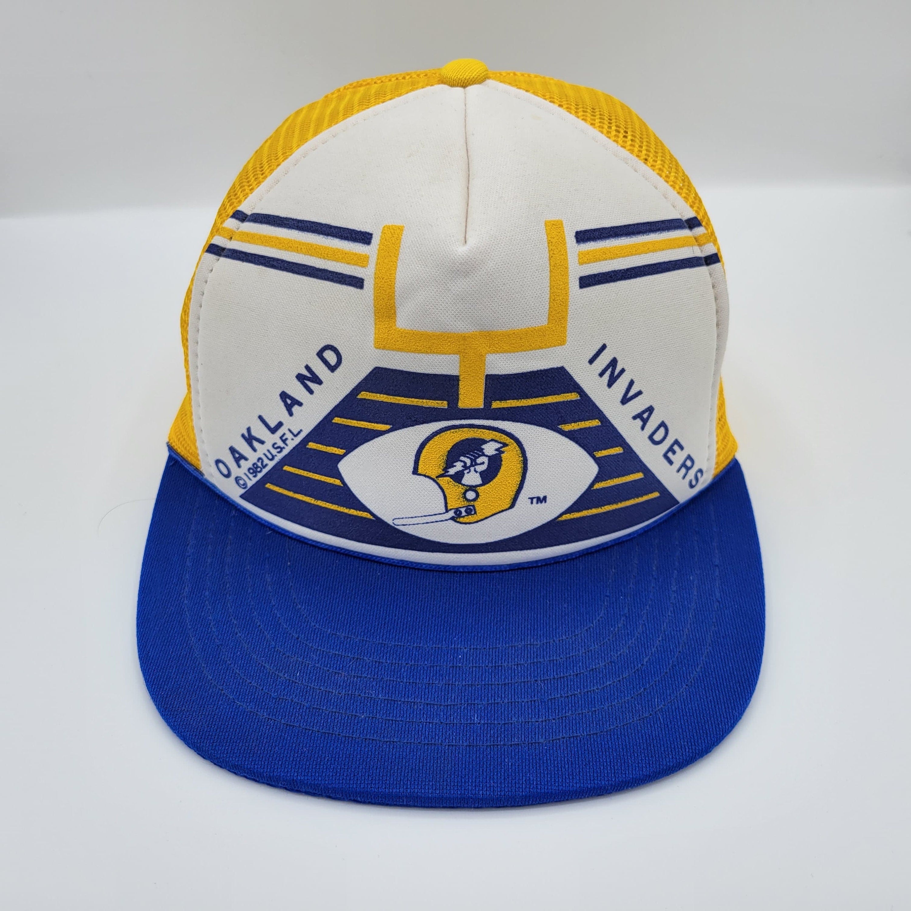 Oakland Invaders Vintage 80s Usfl Trucker Snapback Hat White and Blue ...