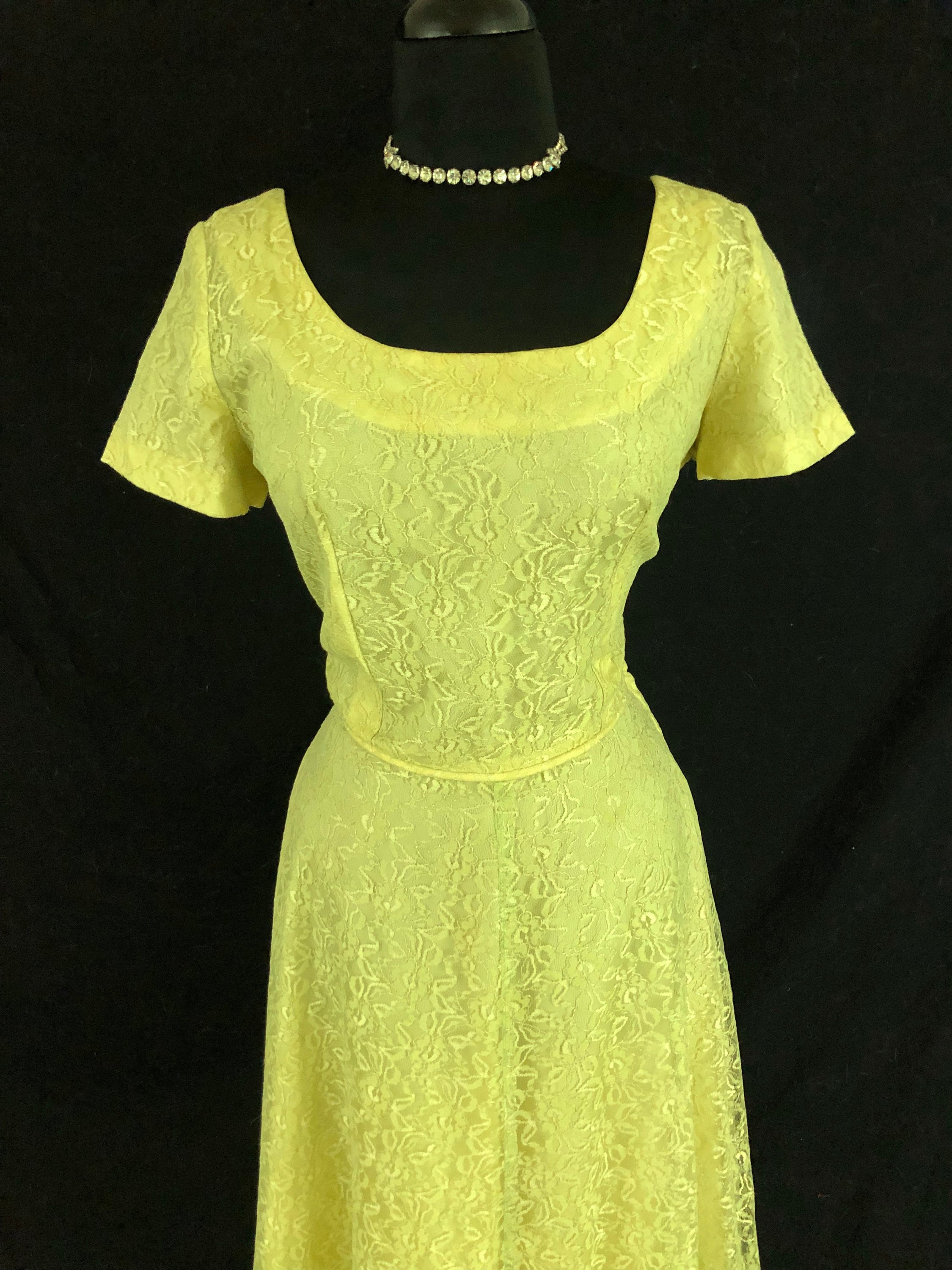Vintage Early 60s Light Chartreuse Green Lace and Taffeta Fit and Flar ...