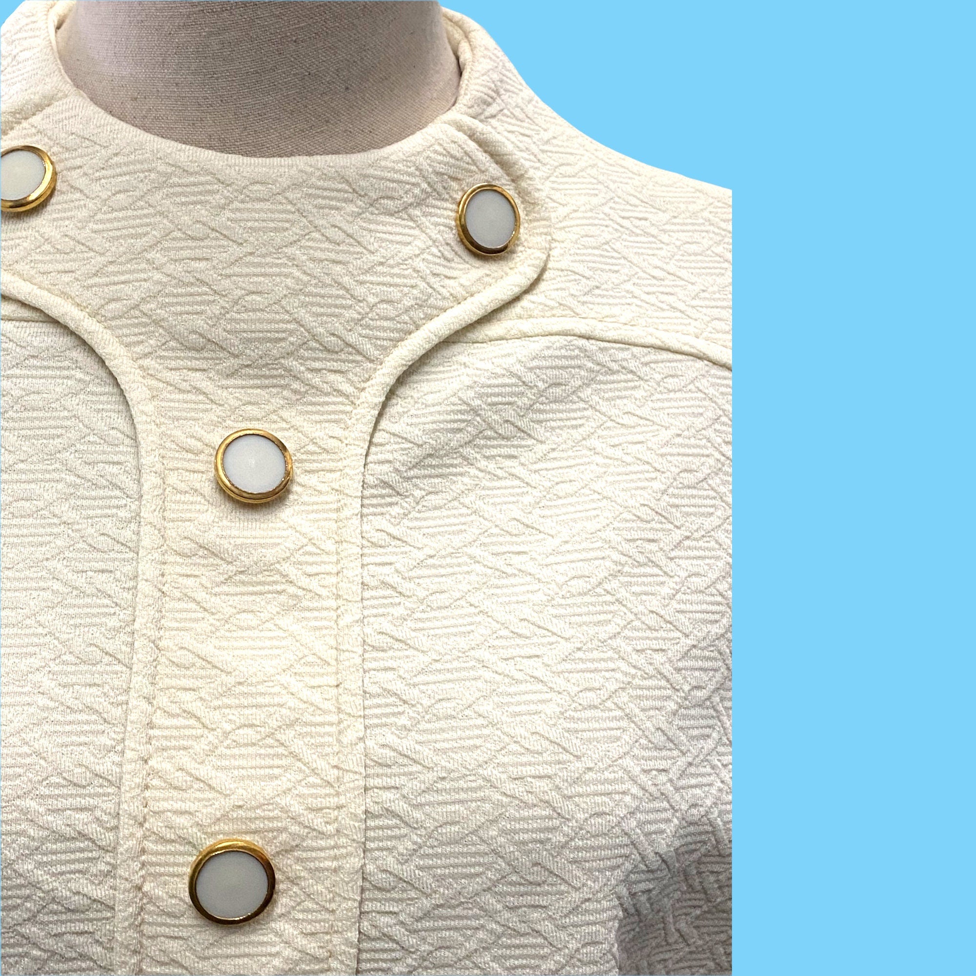 Vintage 70s Cream Colored Dress Zig Zag Pattern by Kay Windsor | Shop ...