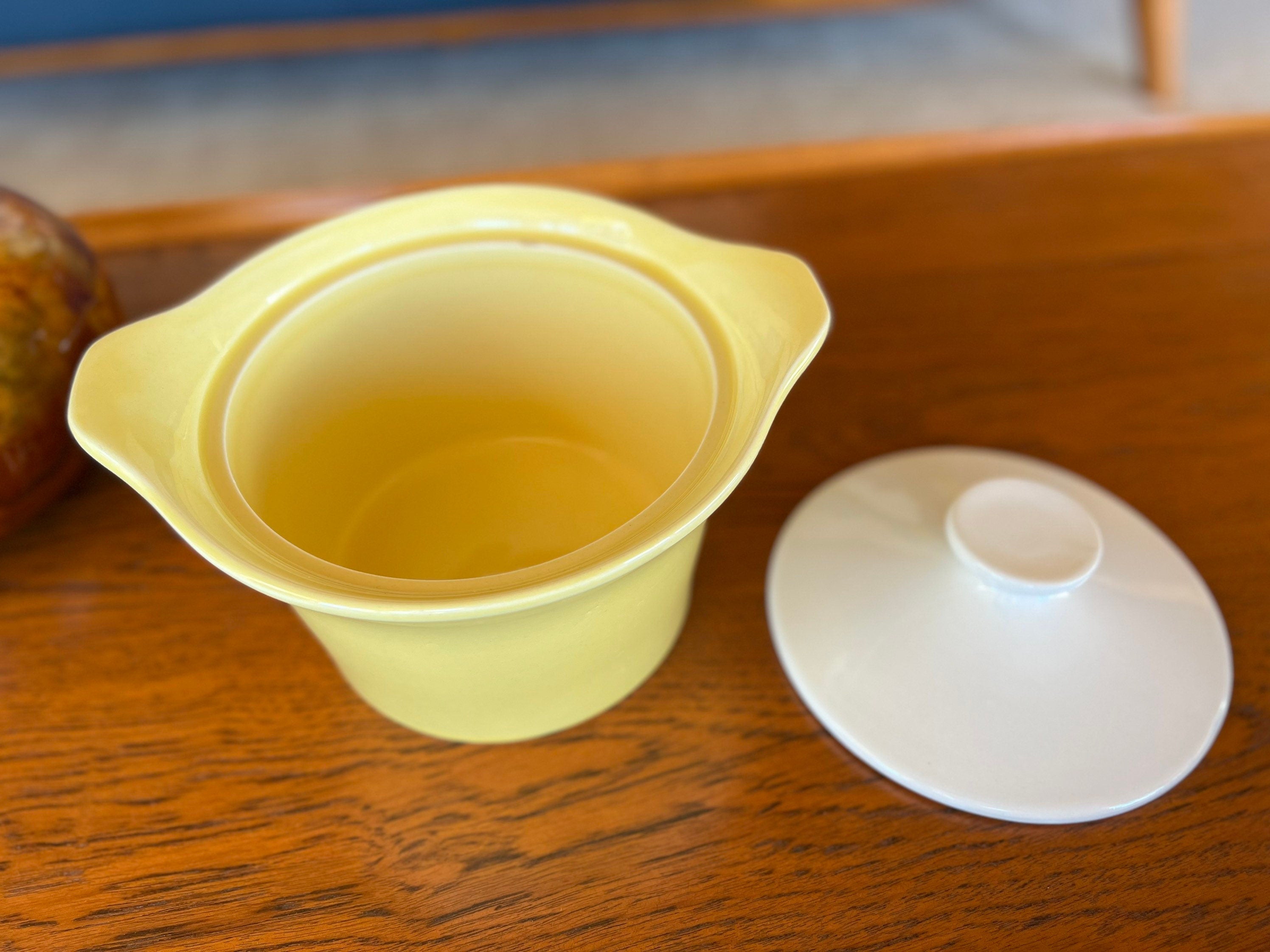 Vintage Mid Century Modern Baking Dish Yellow and White Ceramic | Shop ...