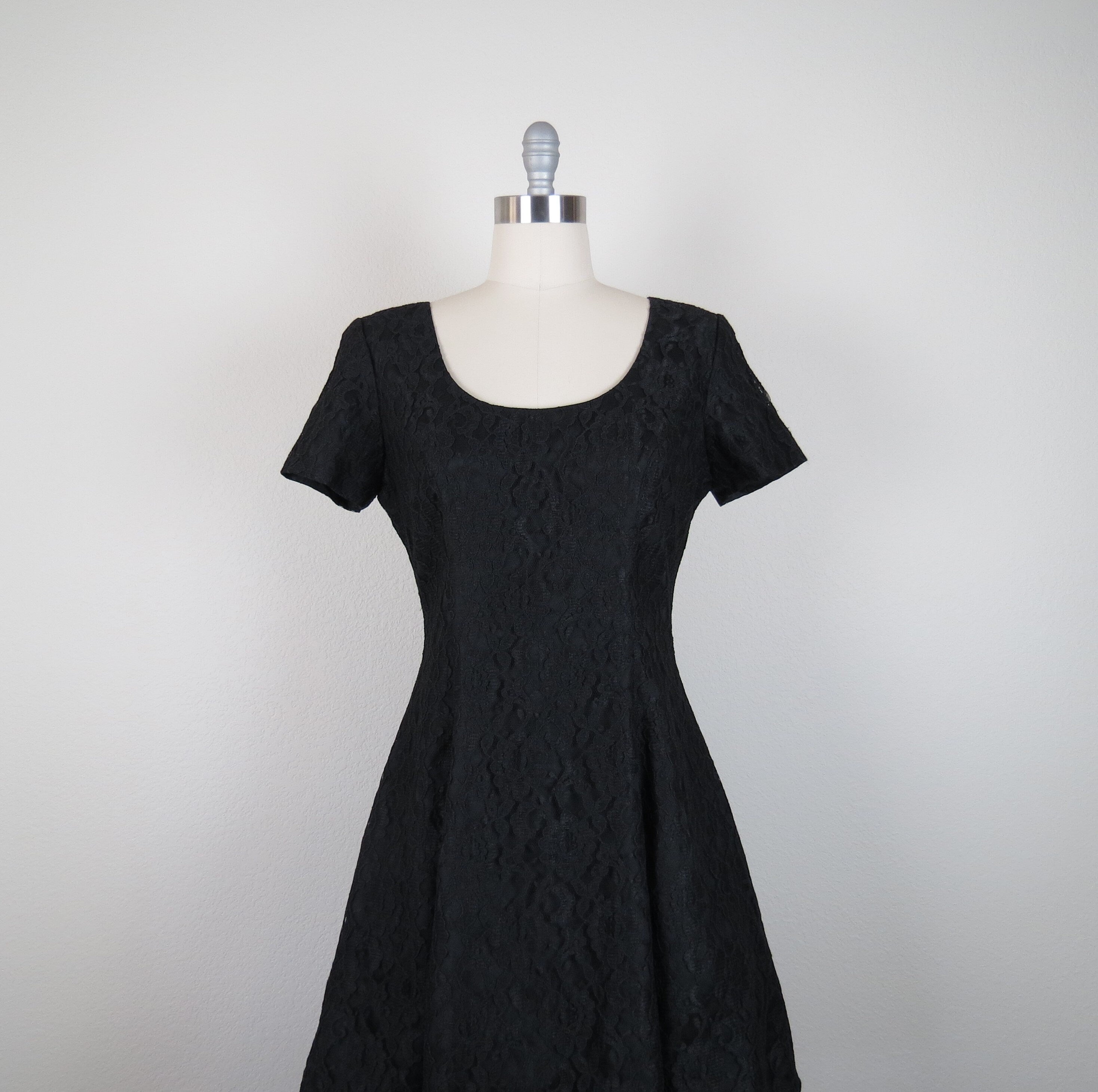 Vintage 80s Party Dress Spider Web Open Back Lbd Black Lace Cocktail ...