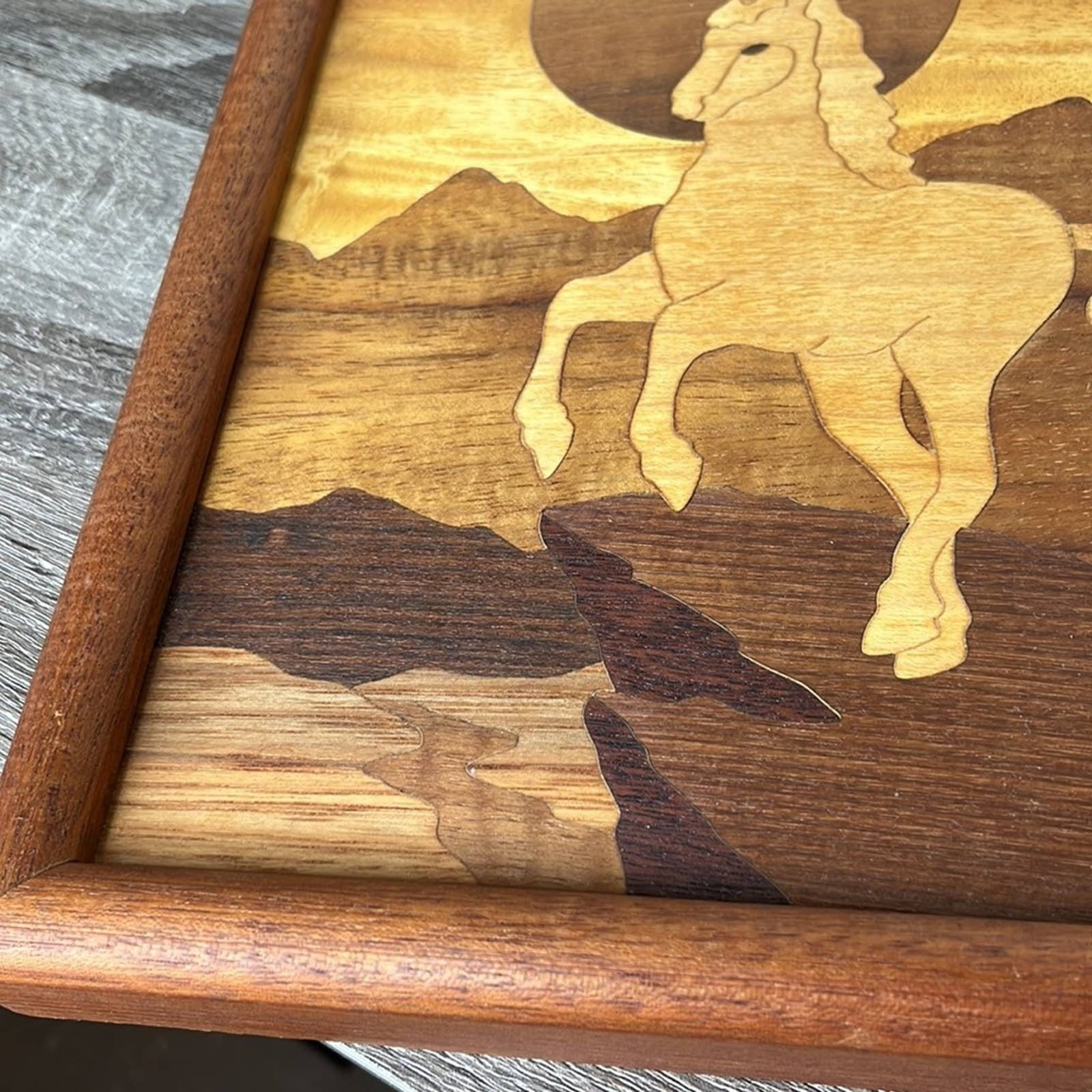 Vintage Wood Inlay Unicorn Picture by American Craftsman | Shop THRILLING