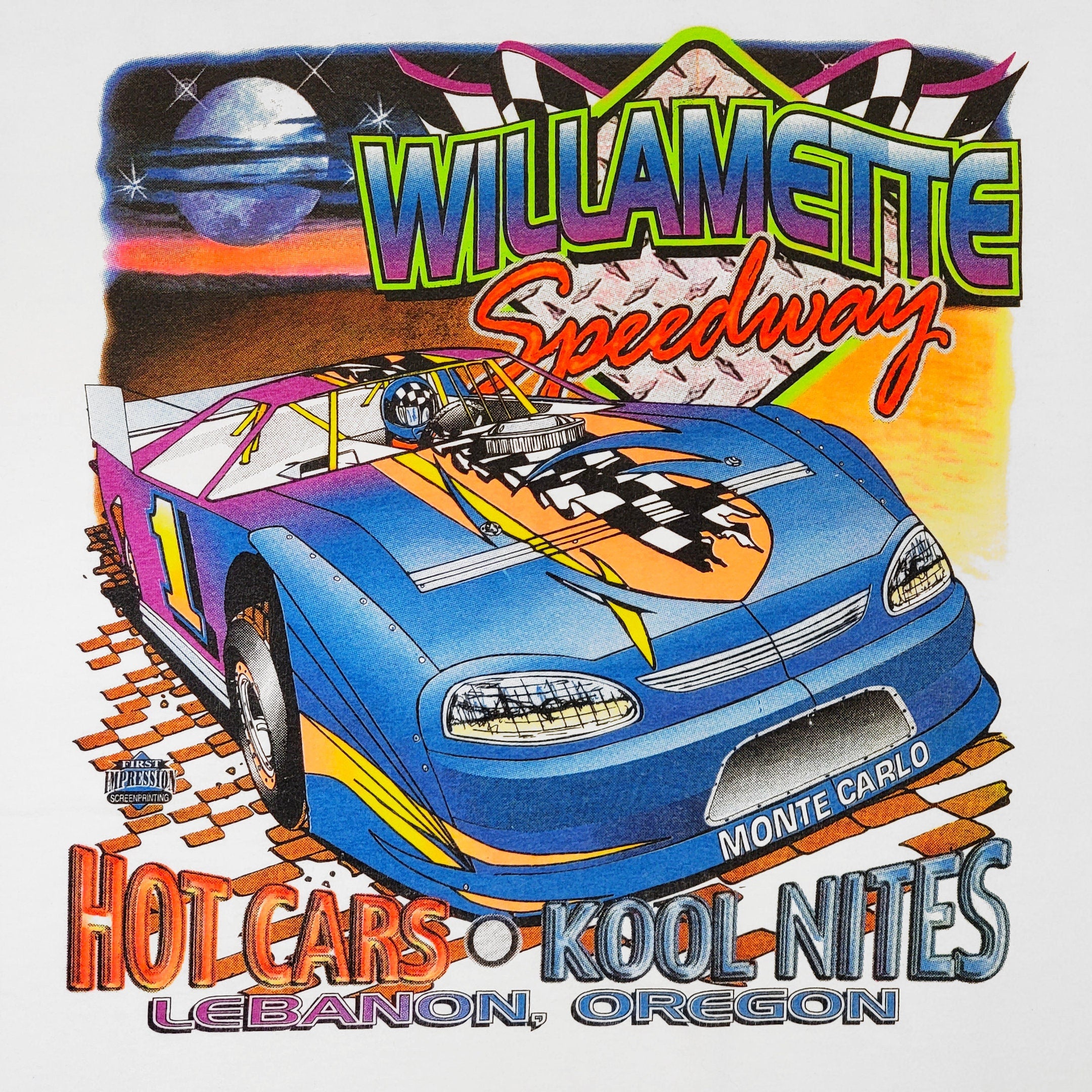 Nascar Vintage 90s Willamette Speedway Racing T-Shirt Hot Cars Kool Ni ...