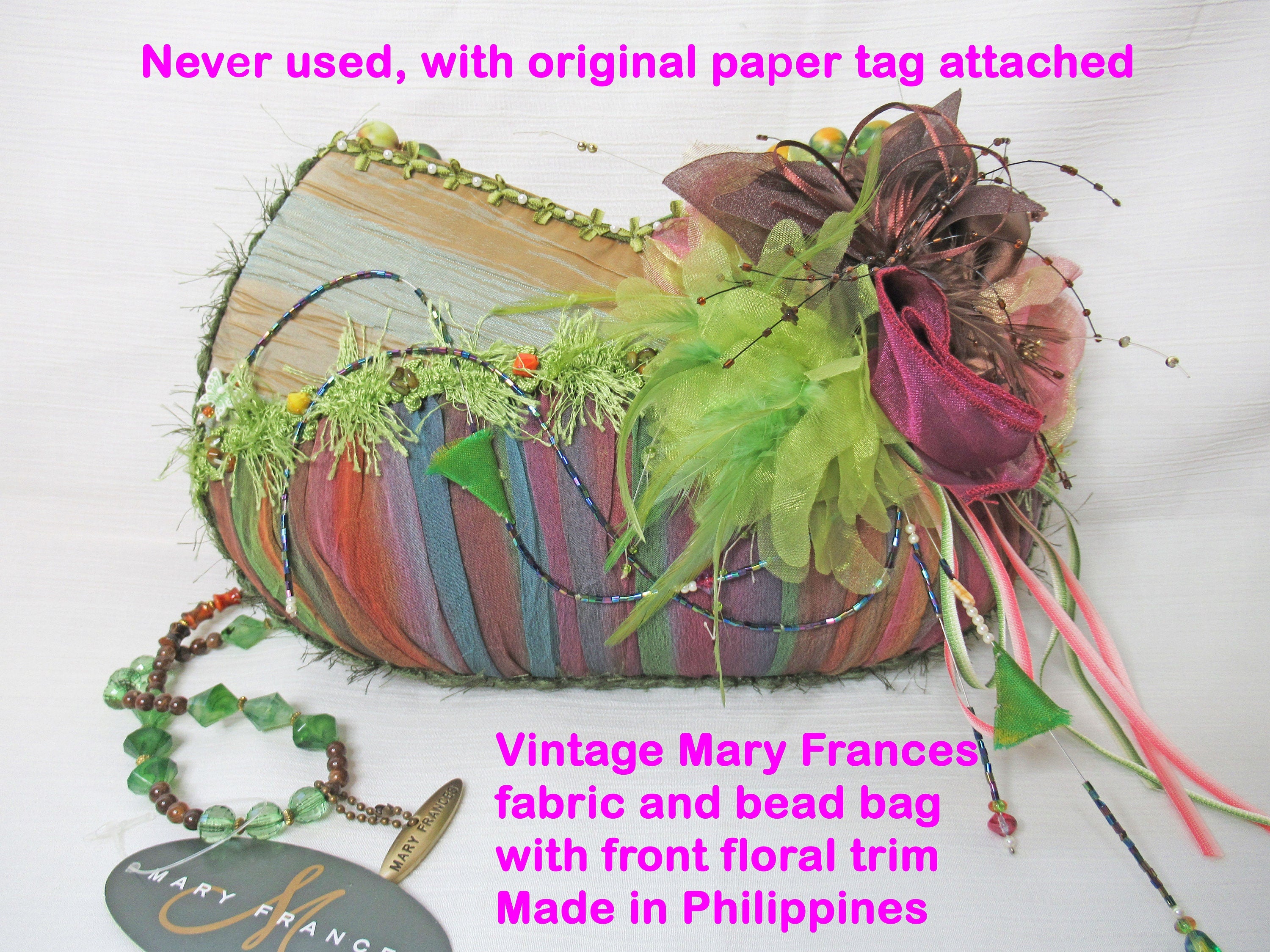 Vintage Mary Frances Designer Nos Purse 3dimensional Floral Design ...