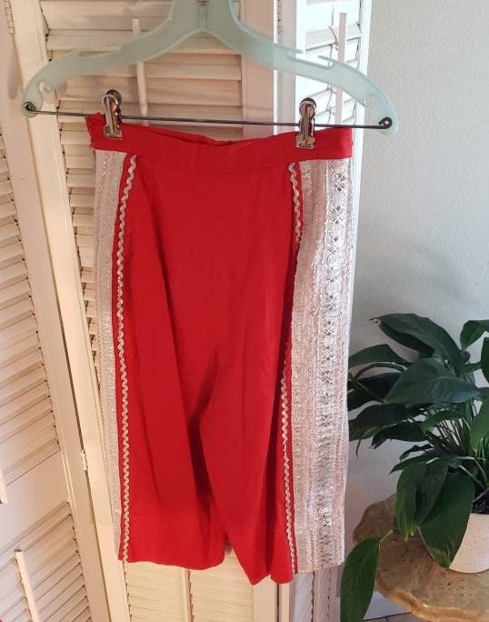 Vintage 60s Red Two Piece Set Blouse and Capri Pants Custom Made | Shop ...