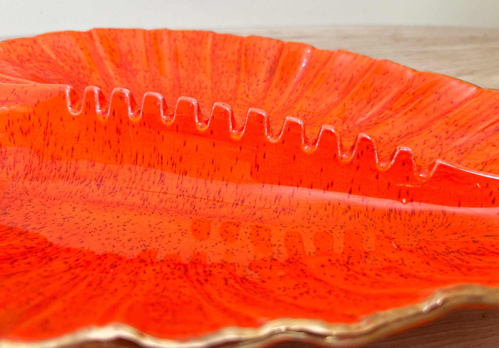 Vintage Extra Large Leaf Shaped Orange Ashtray by California Pottery ...