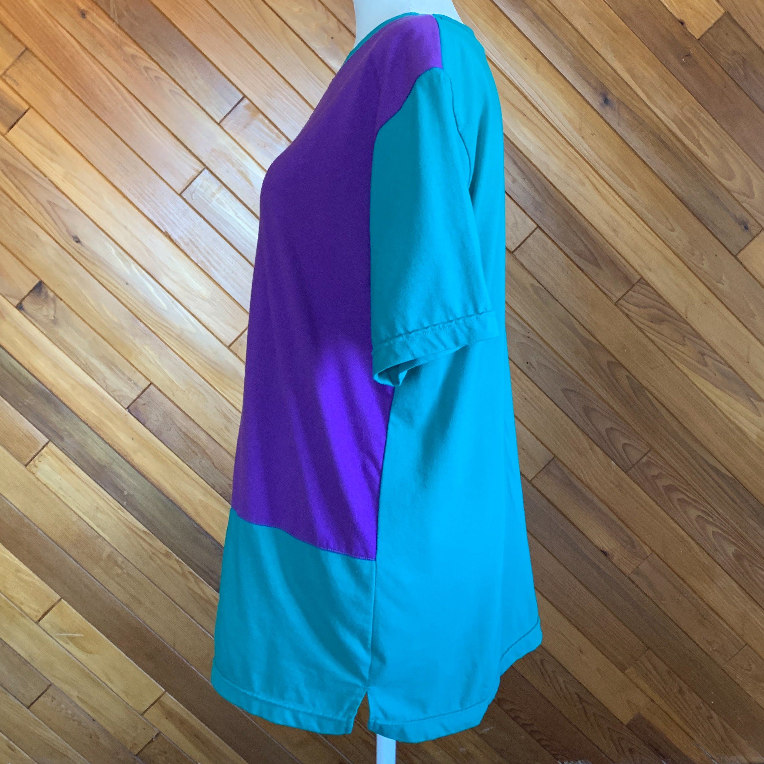 Vintage 80s Great Purple and Teal Blocks Colorblock T-Shirt | Shop ...