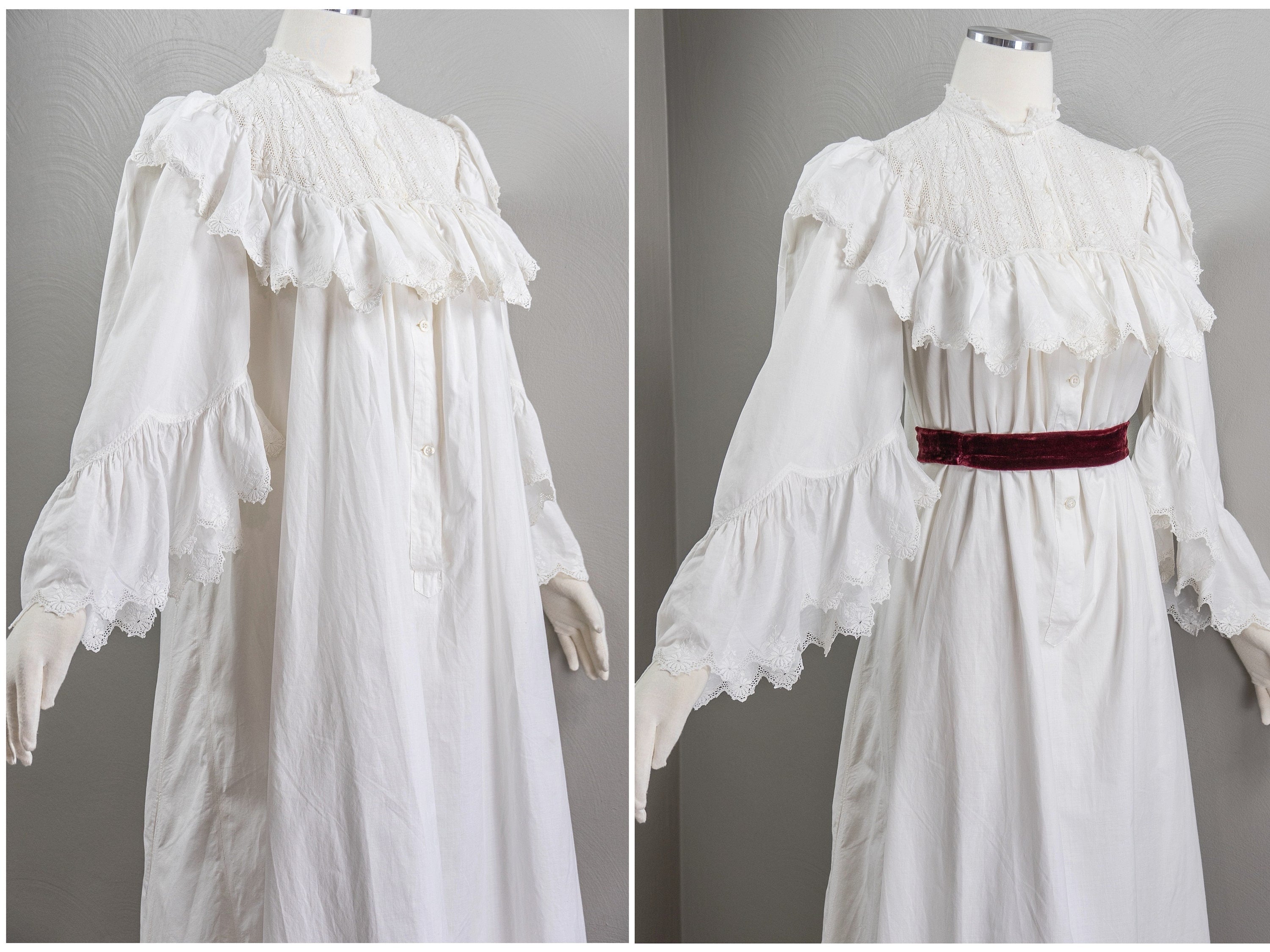 Vintage Edwardian Beautiful Antique Linen Nightgown Lace And Ruffles ...