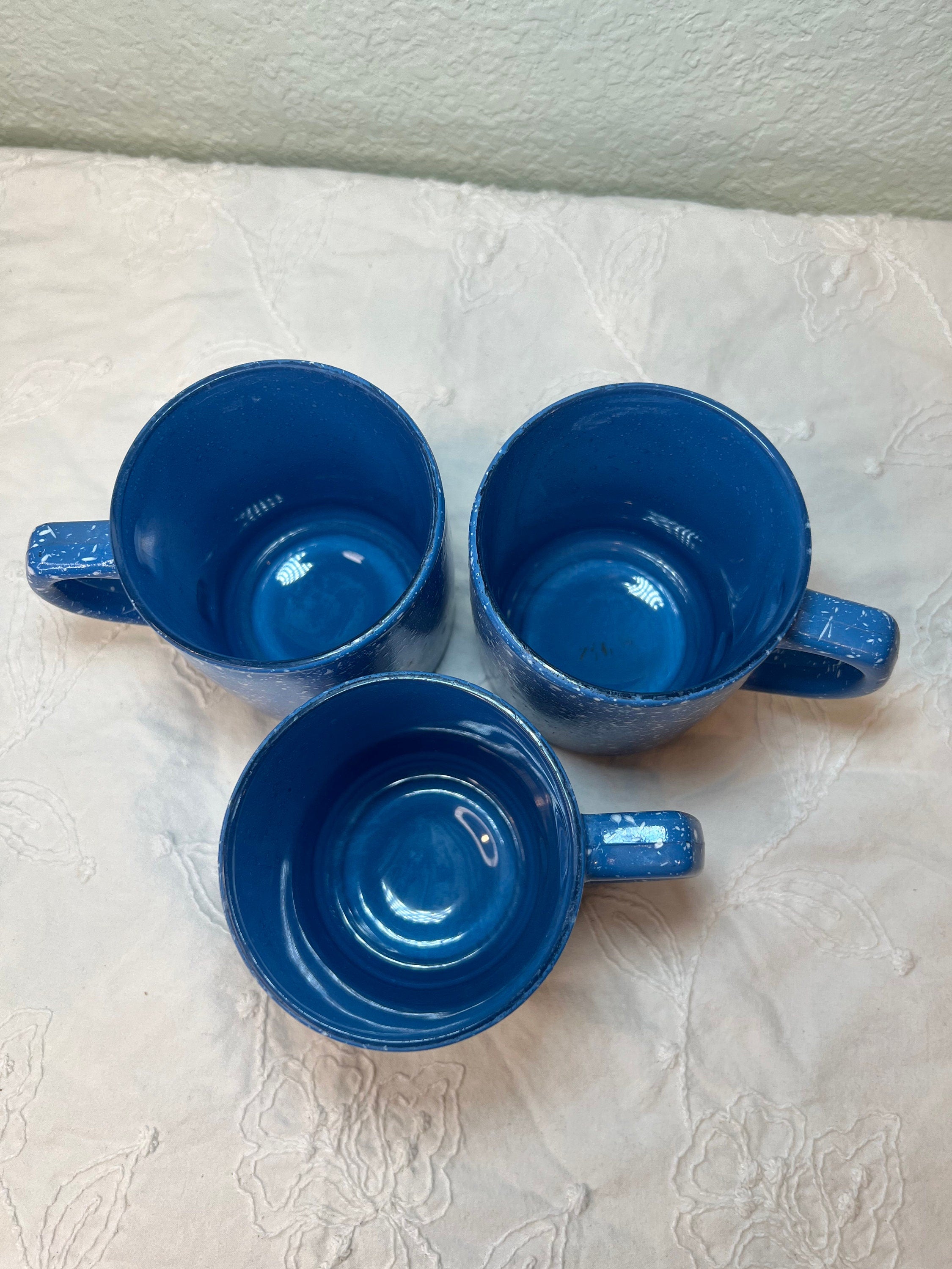 Vintage 70s Libbey Blue Speckled Mugs - Set of 3 by Libbey | Shop THRILLING