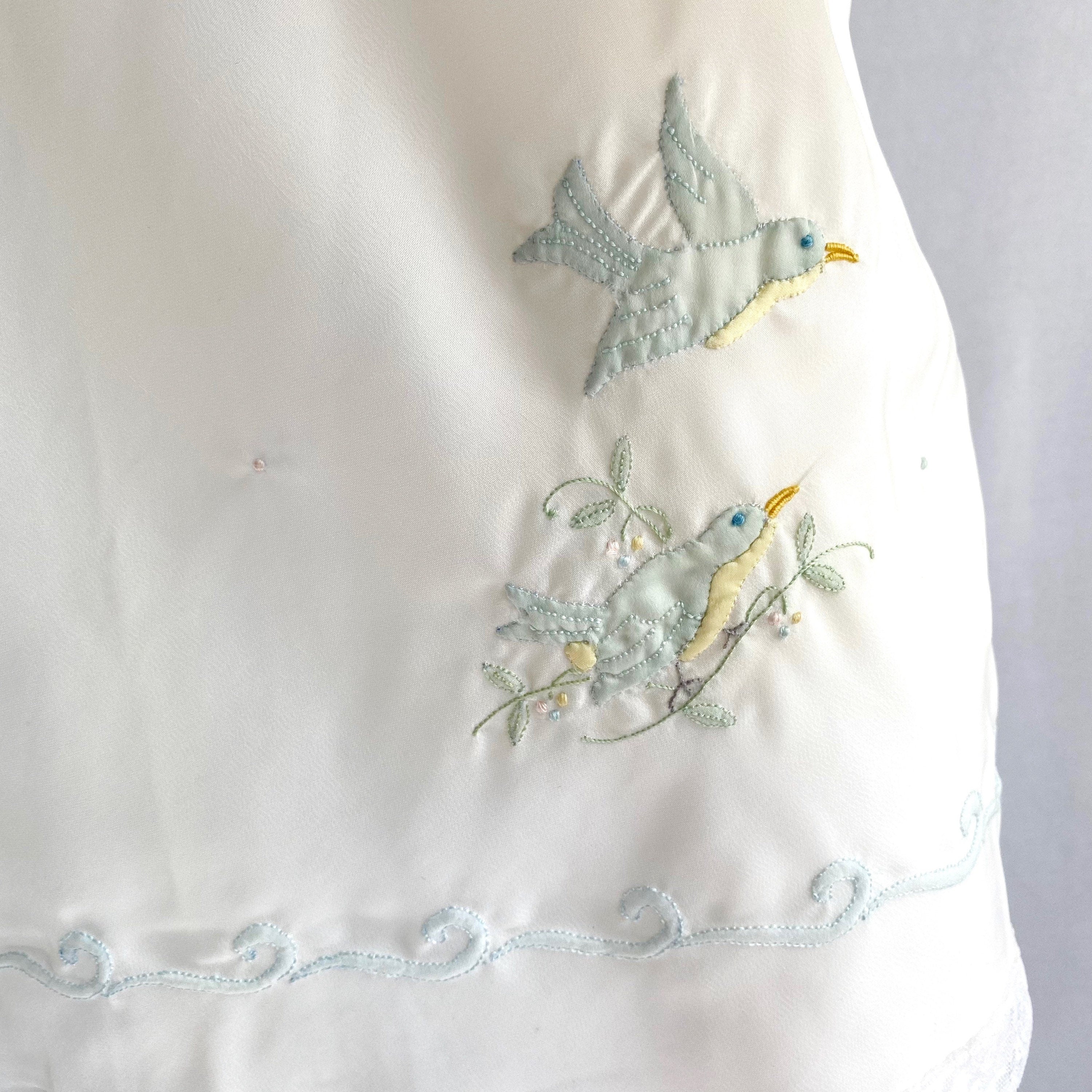 Vintage 60s Sheer Slip Skirt Lace Trimmed Embroidered Lingerie Sheer S ...