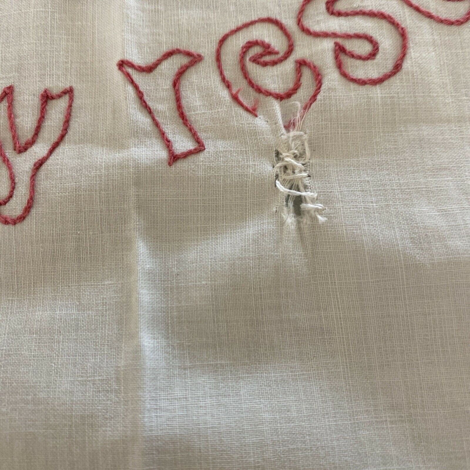 Vintage Antique Embroidered Redwork Linen Layover Pillow Angels Sing ...