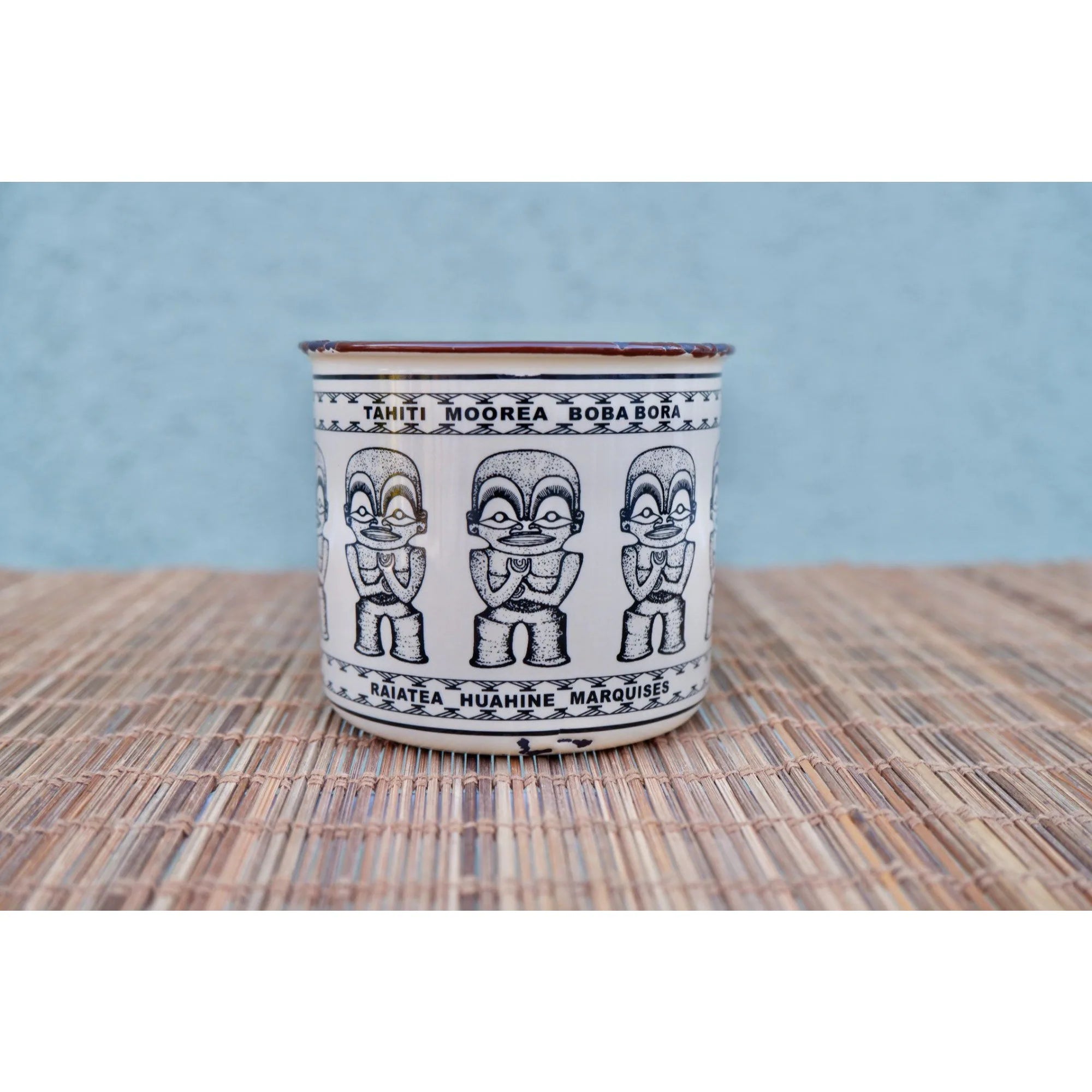 Vintage Late Century Bora Bora Enamel Mug In Creme and Black | Shop ...