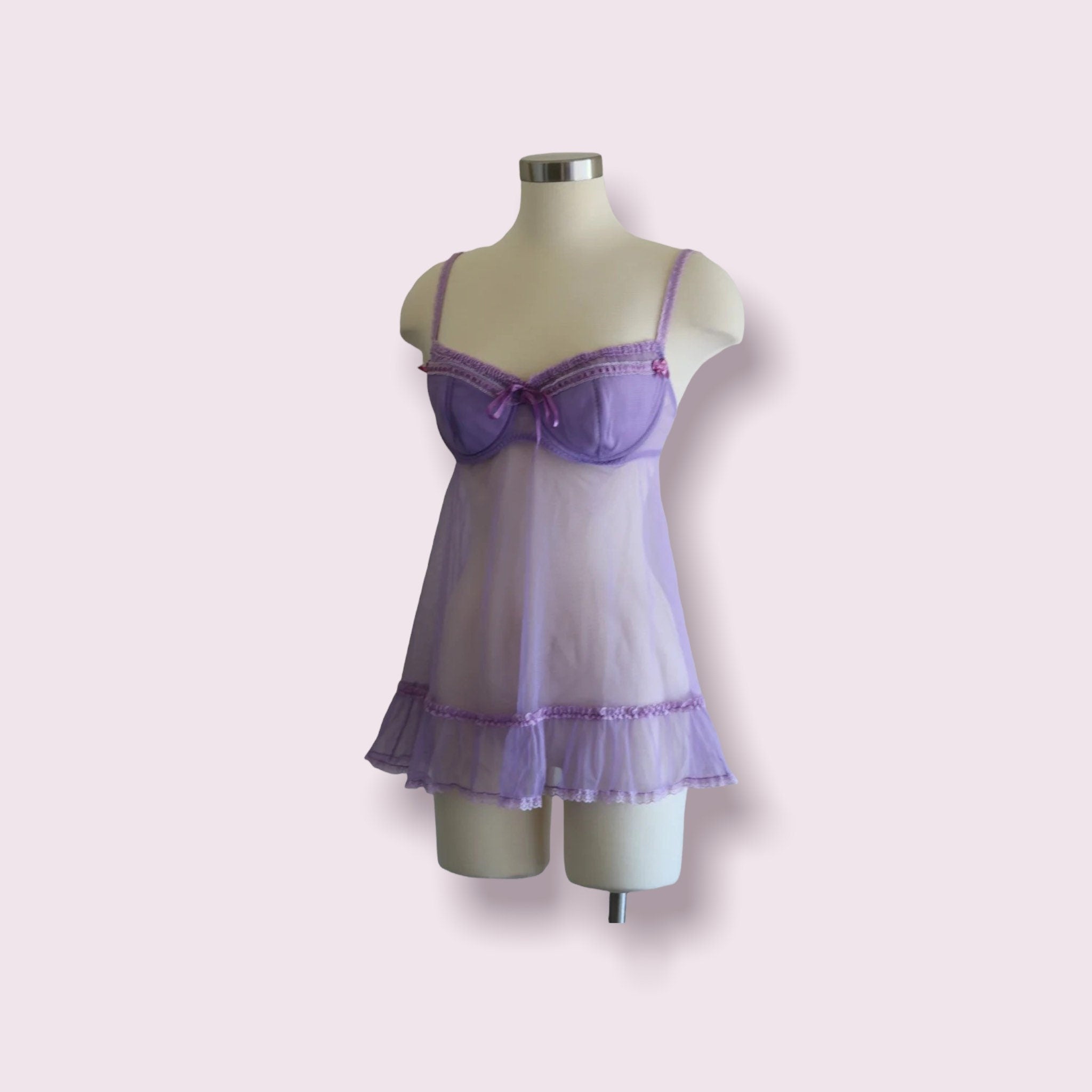 Vintage Bustier Purple Lace Sheer Corset Bustier Teddy Rockabilly ...