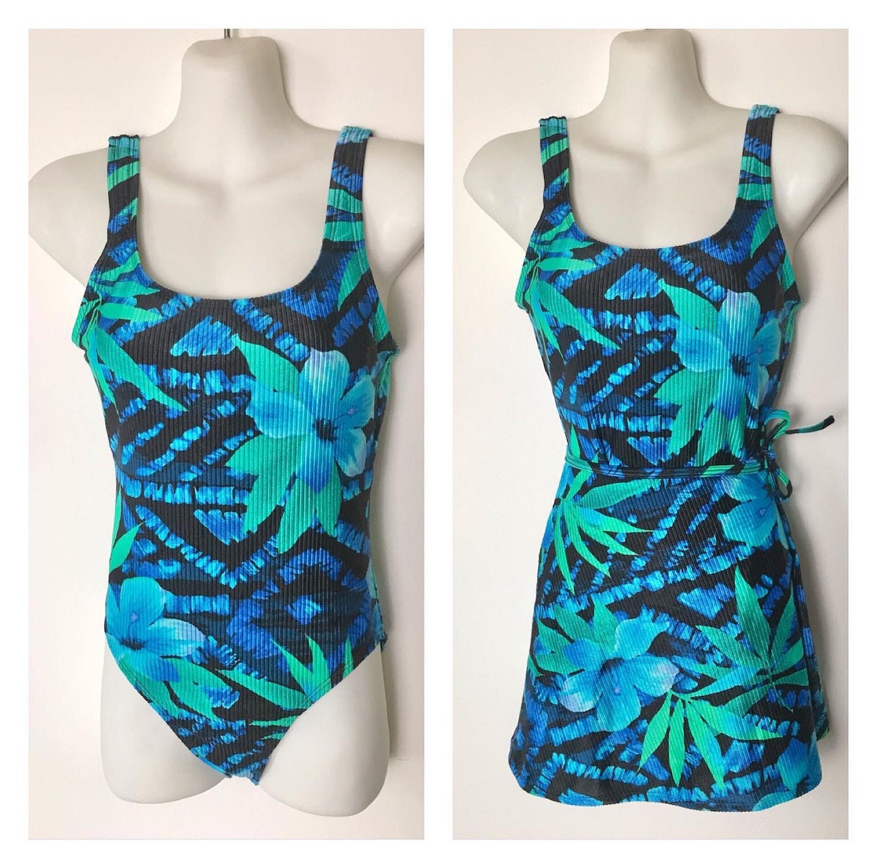 Vintage Late 80s To Early 90s Bathing Suit with Matching Skirt by Cata ...