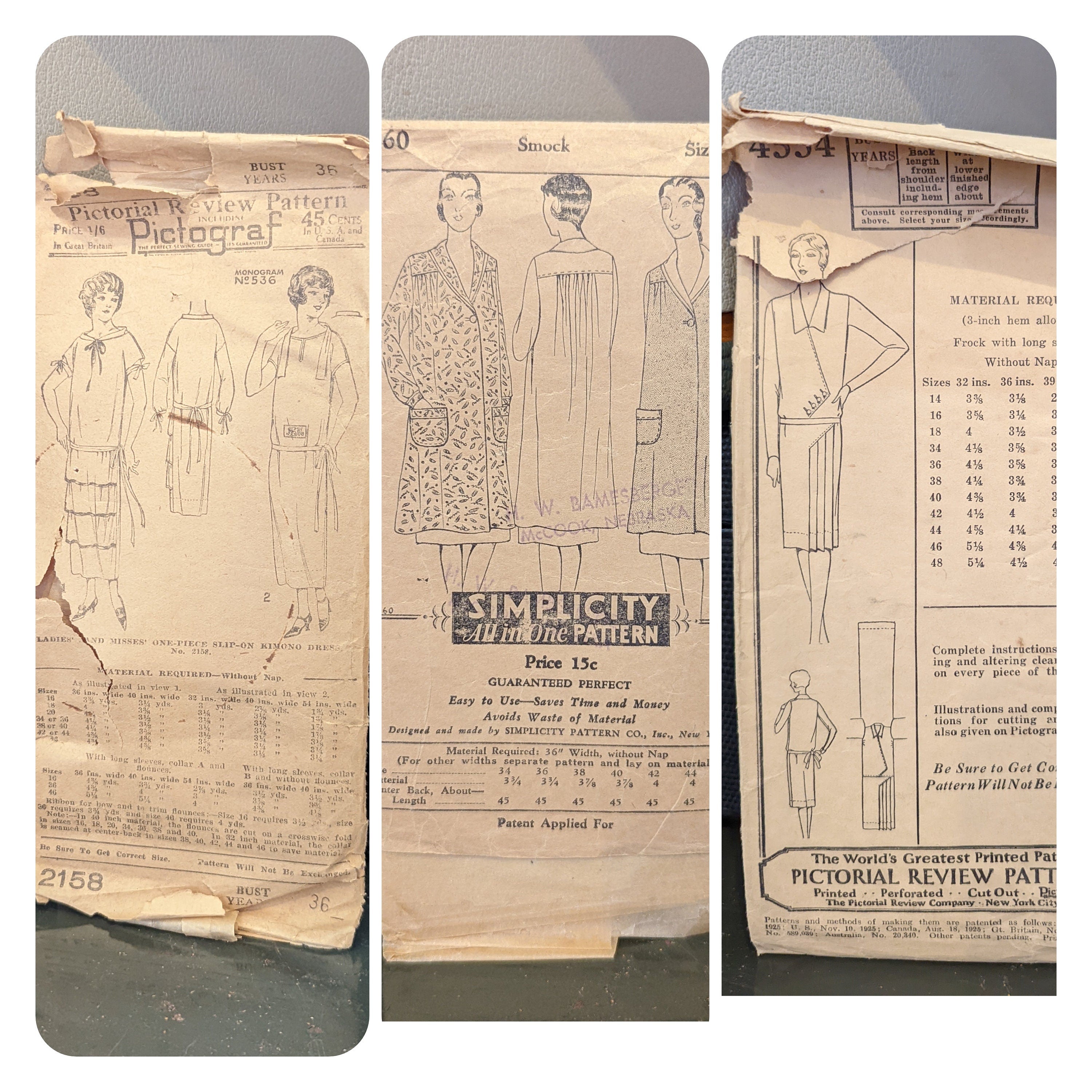Vintage Very Rare Pictorial Review Sewing Patterns From 1920-1930 ...