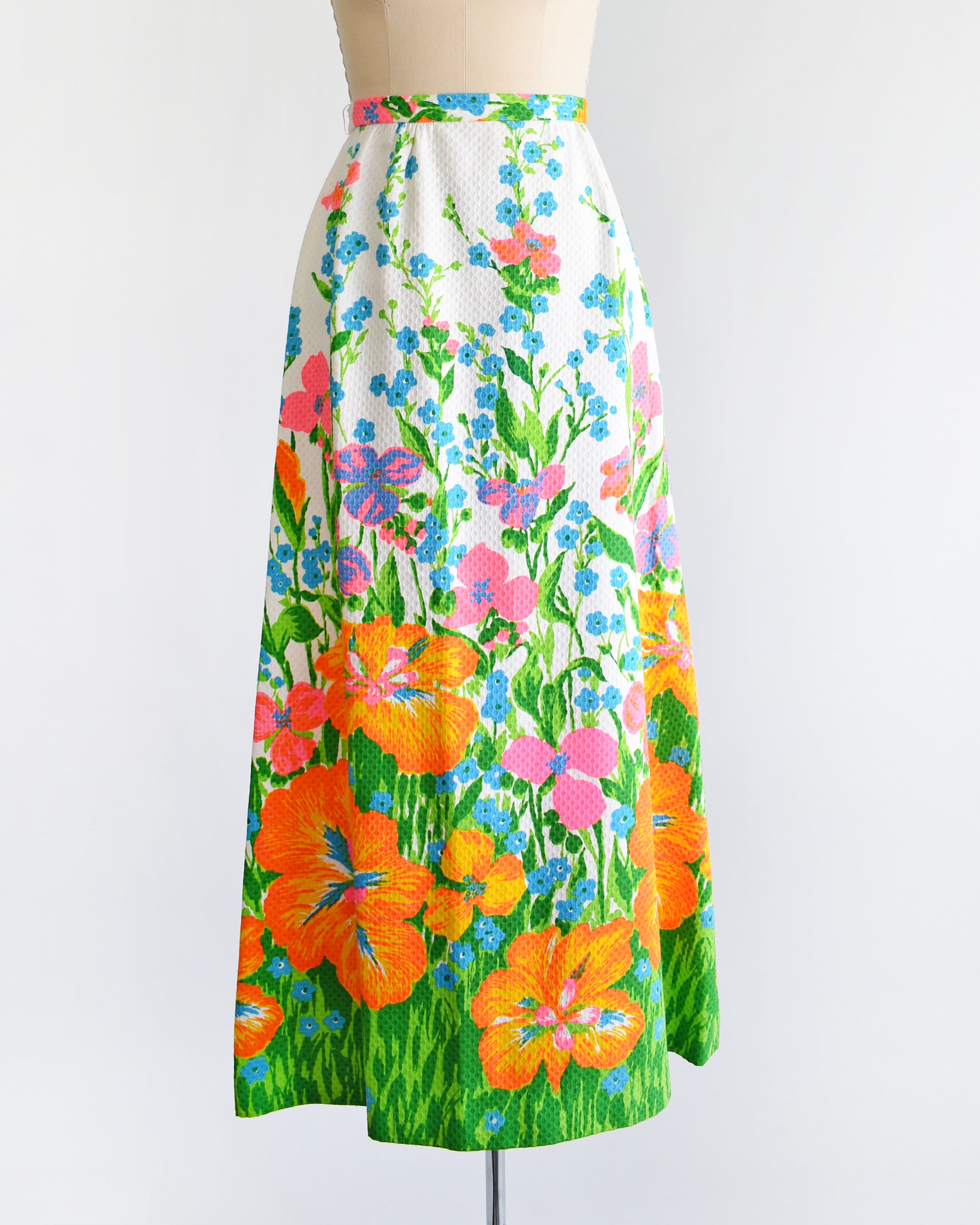 Tropical Floral Maxi Skirt Vintage 70s Skirt 70s Colorful Flower Power ...