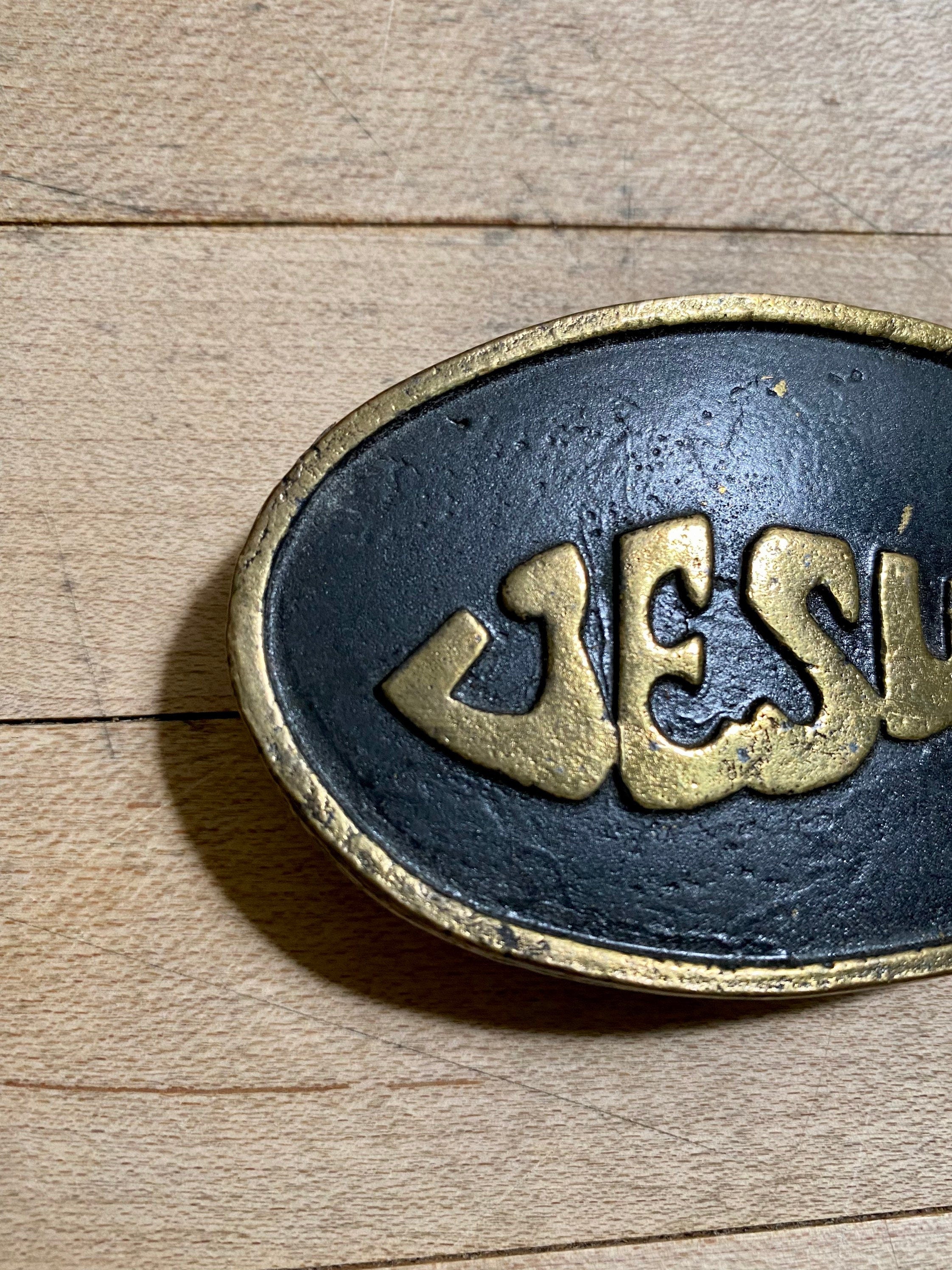 70s Vintage Brass Jesus Belt Buckle | Shop THRILLING