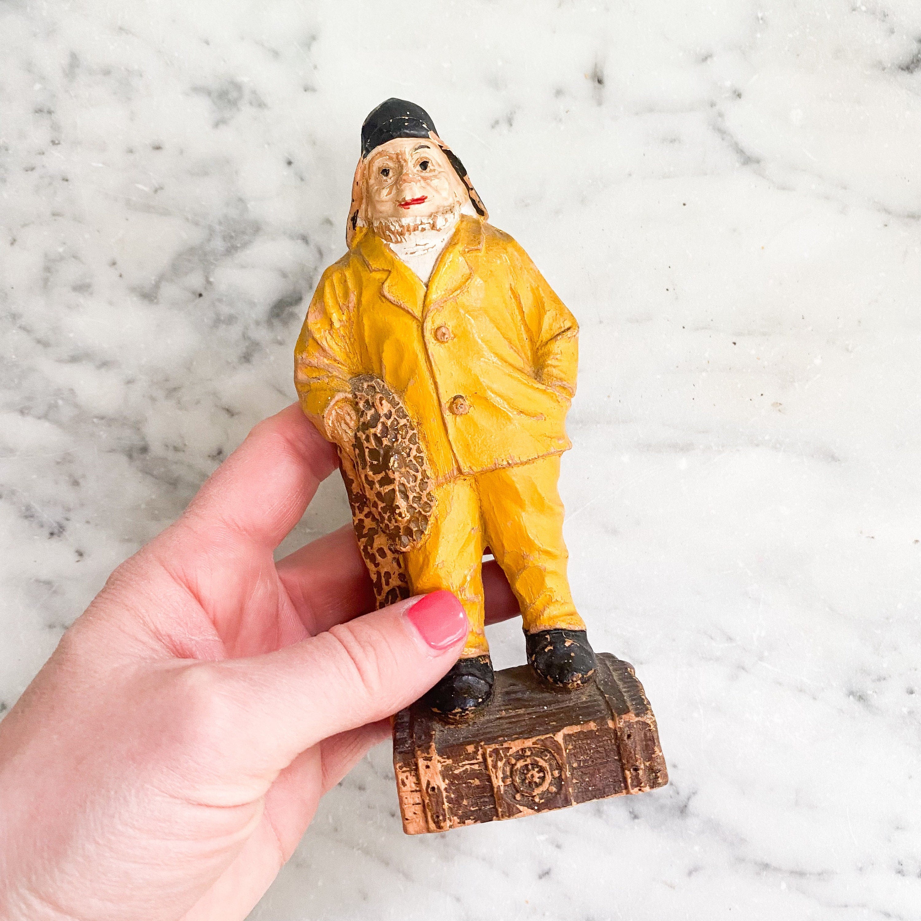 Vintage Old Salt Captain Figurine Hand Carved Wood | Shop THRILLING