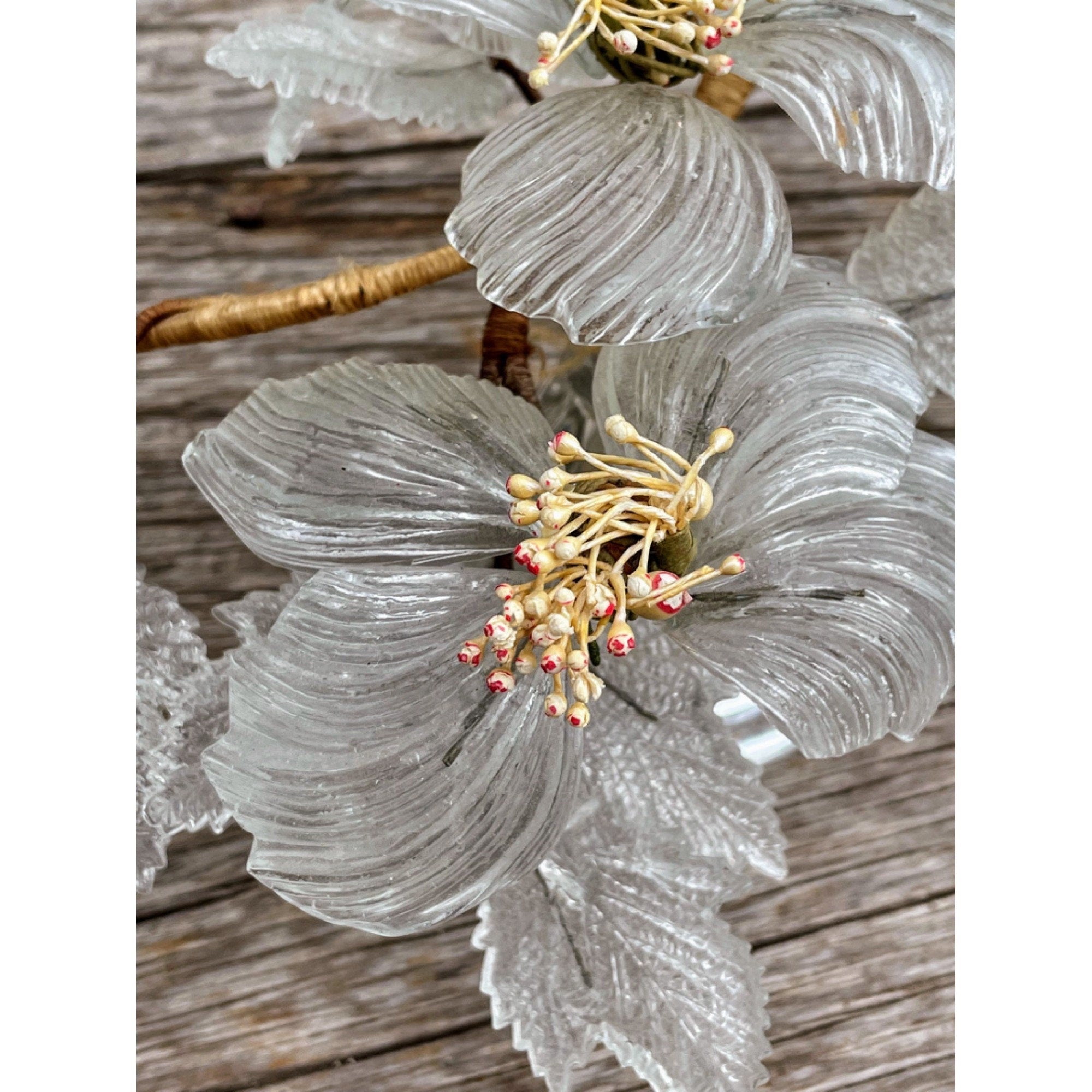 Vintage Venetian Italian Clear Glass Flower Arrangement On Stand | Shop ...