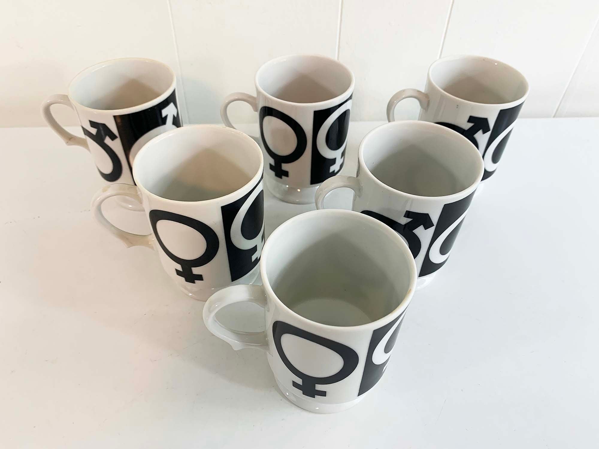 Vintage 70s Stacking Mugs Venus Mars Symbols Feminism Set Of 6 By Pride ...