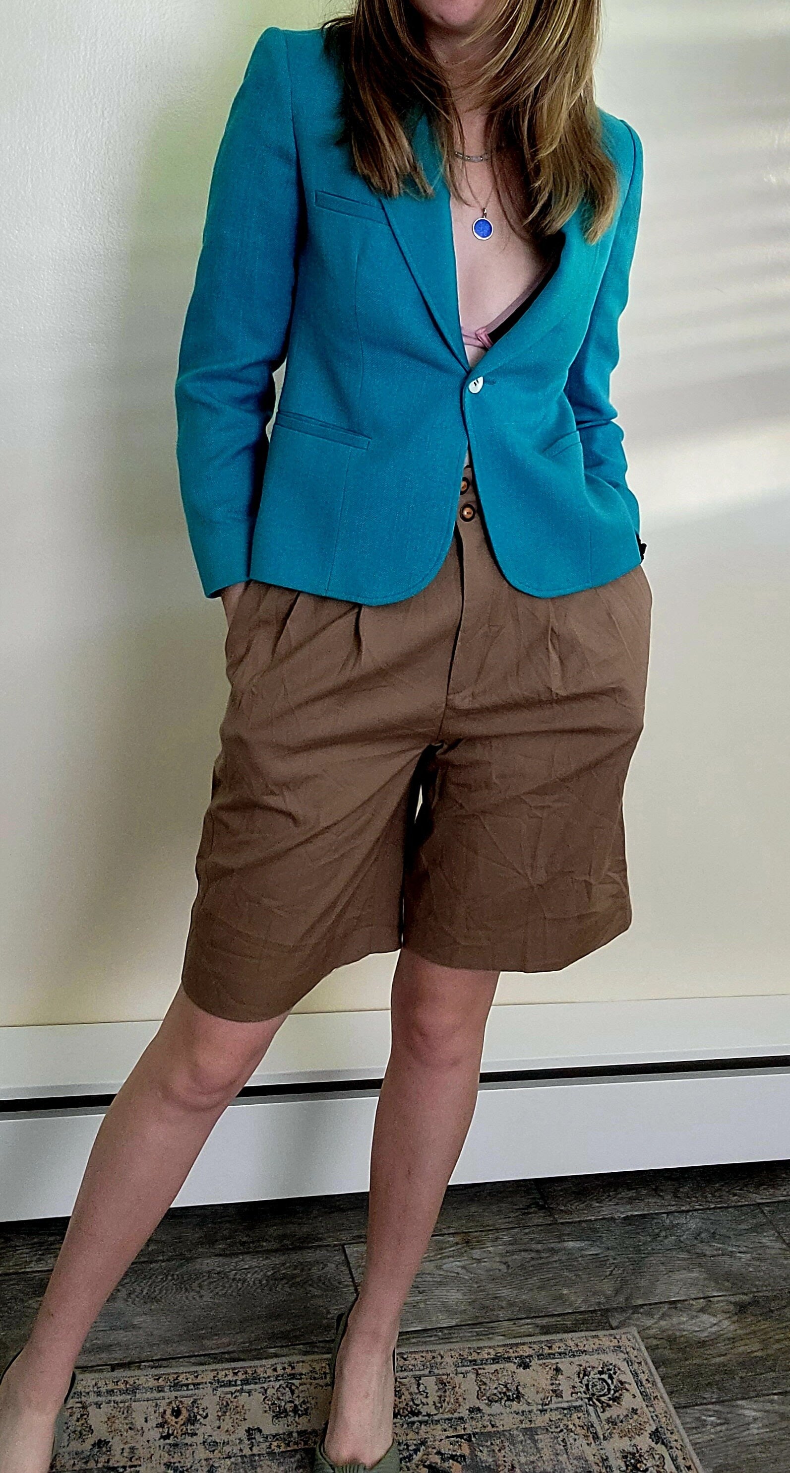 Vintage Turquoise Structured Blazer | Shop THRILLING