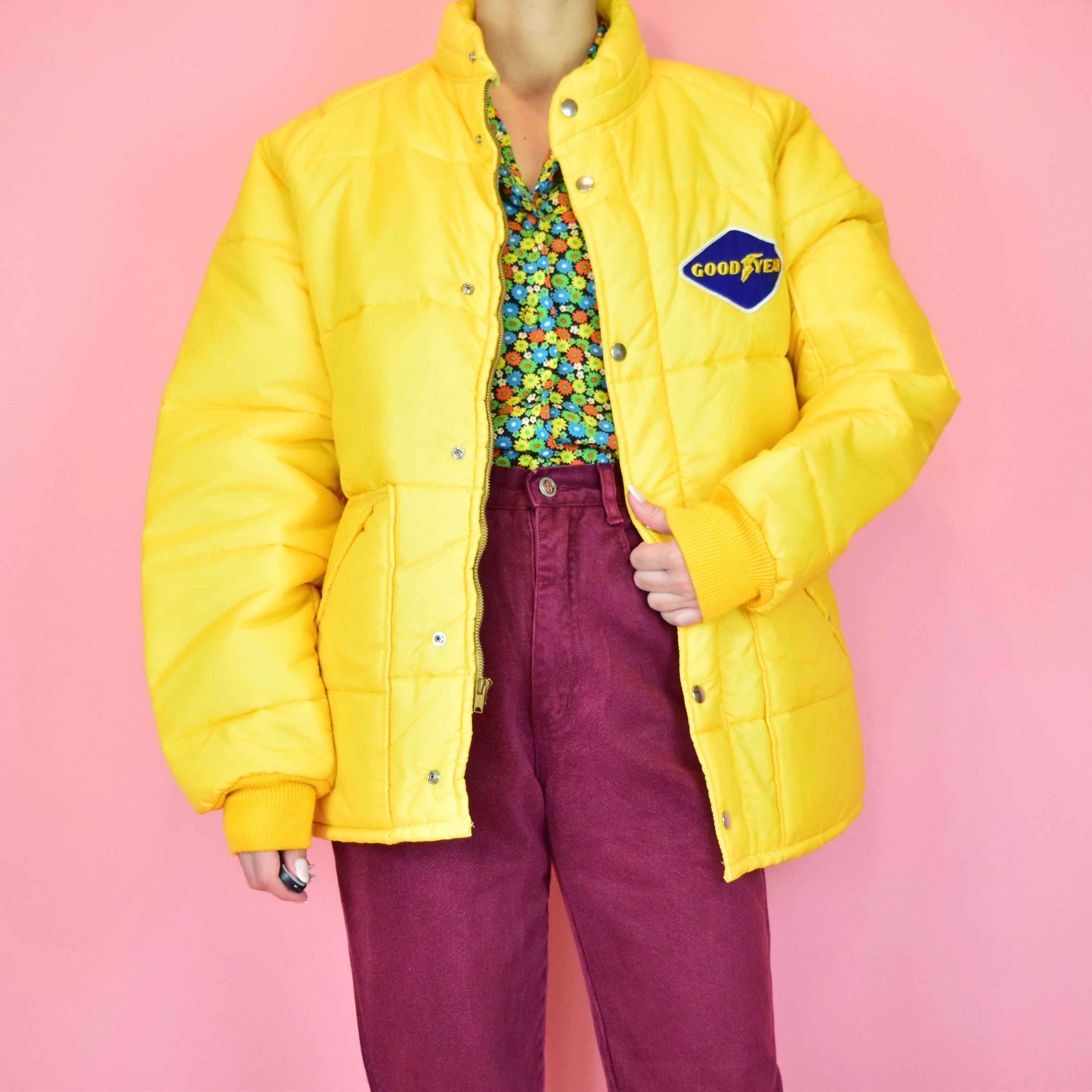 Vintage 70s Lemon Yellow Goodyear Puffer Jacket by Reelfoot Weather ...