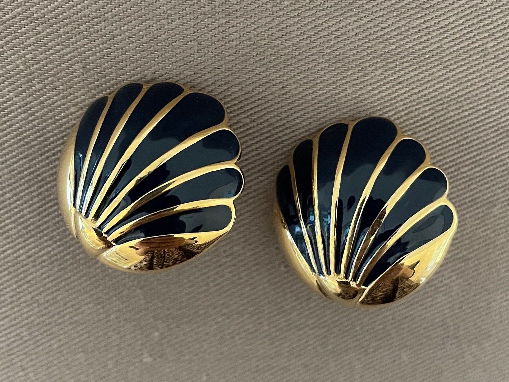Vintage Deco Shell Clip On Statement Earrings by Monet | Shop THRILLING