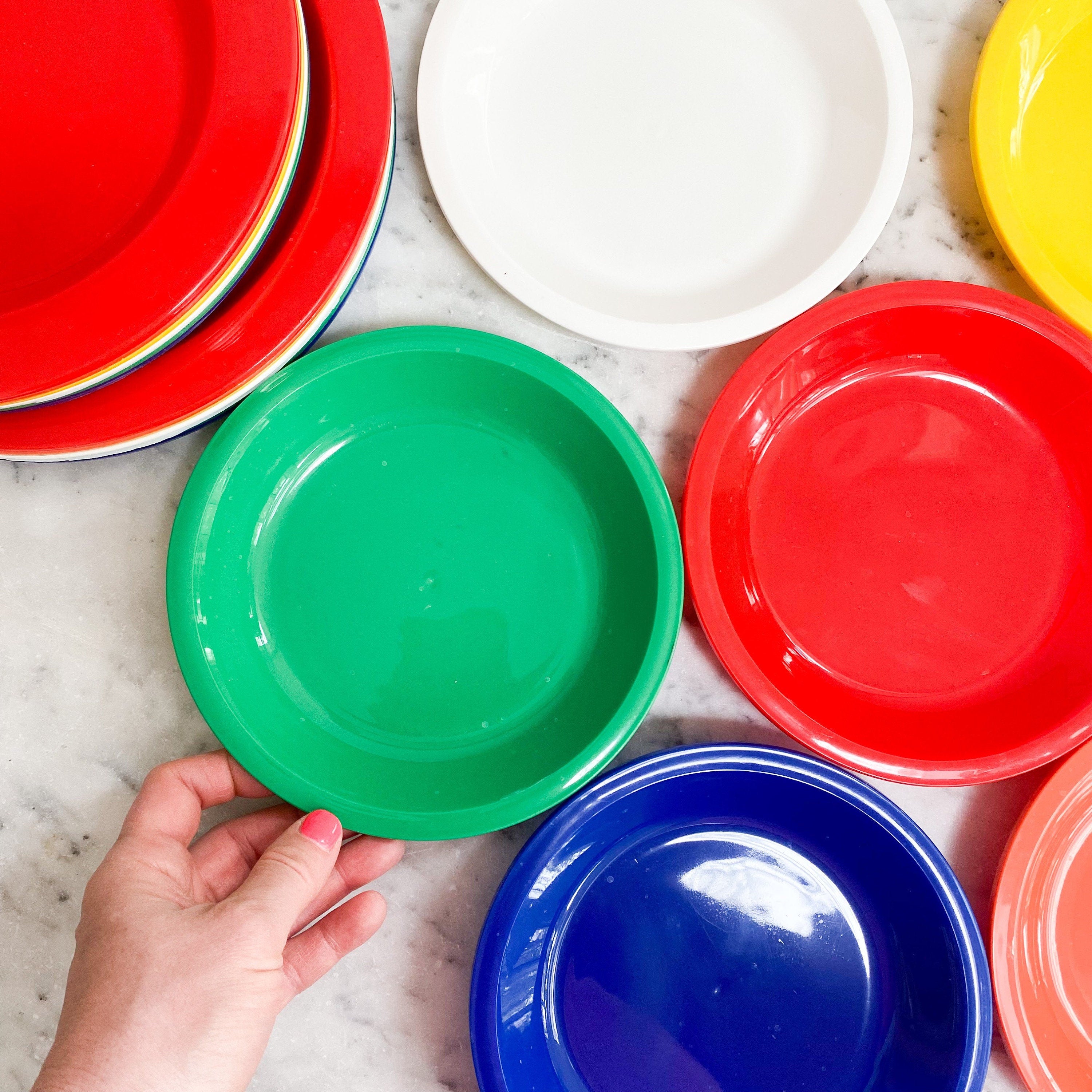 Vintage 70s/80s Rainbow Plastic Plate Set Retro Outdoor Plates | Shop ...