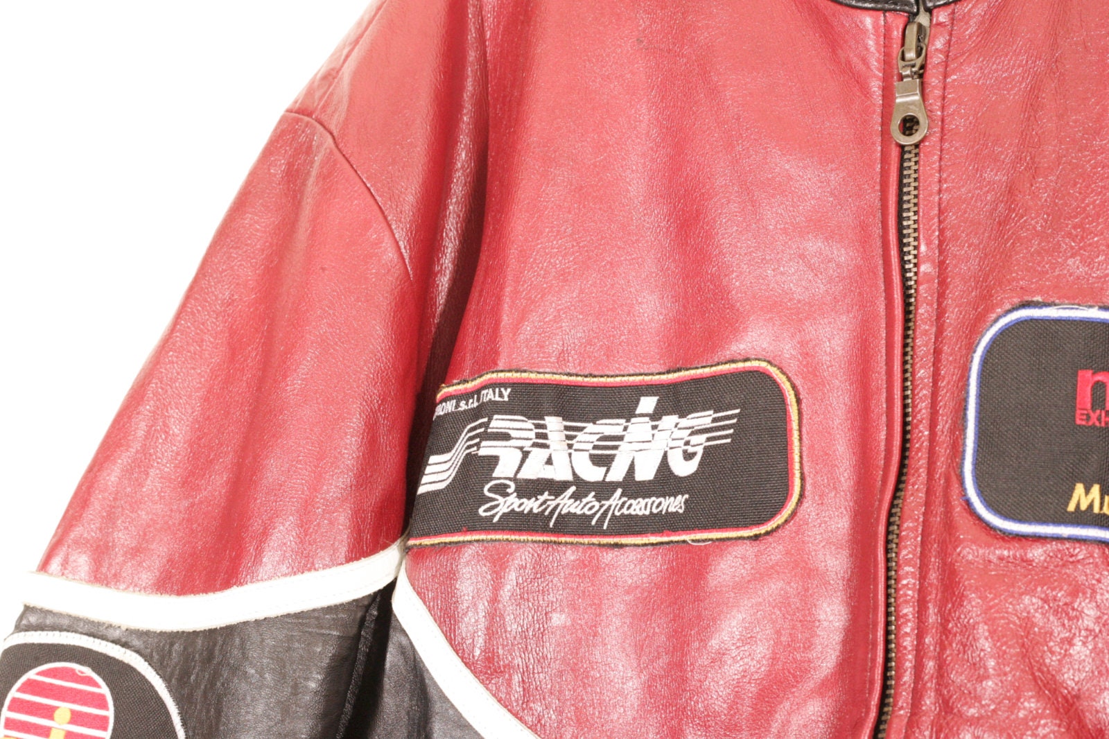 Vintage German Motorcycle Jacket Patches Two Tone Red Black Biker Moto ...