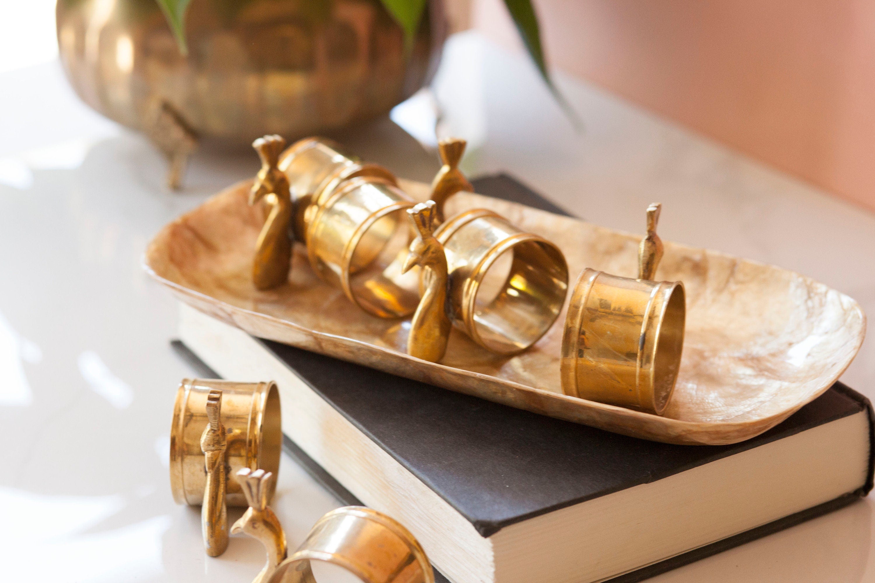 Vintage Brass Peacock Napkin Rings Set of Six | Shop THRILLING