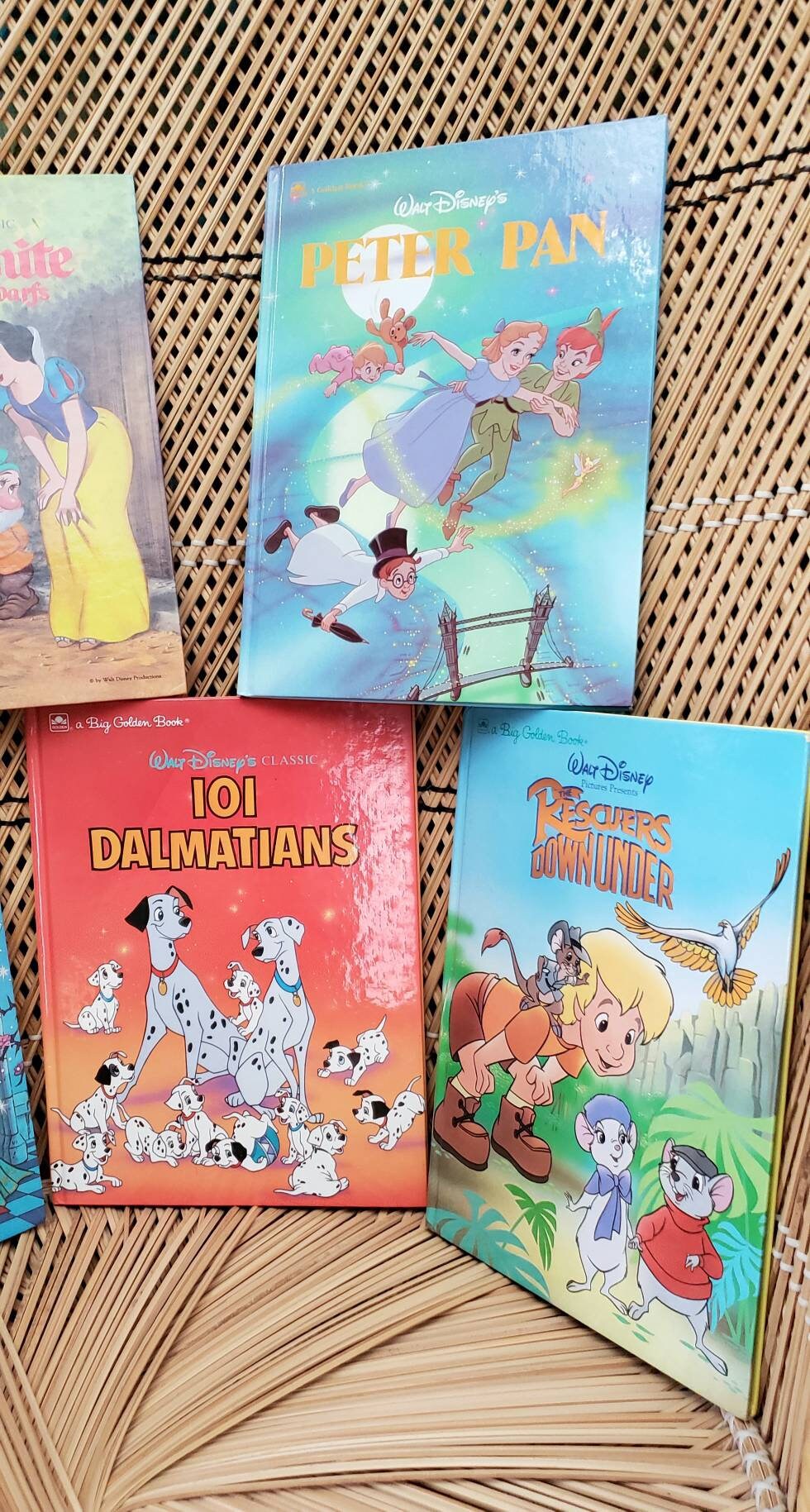 Vintage Disney Big Golden Books Set of 5 Peter Pan Sleeping Beauty 101 ...