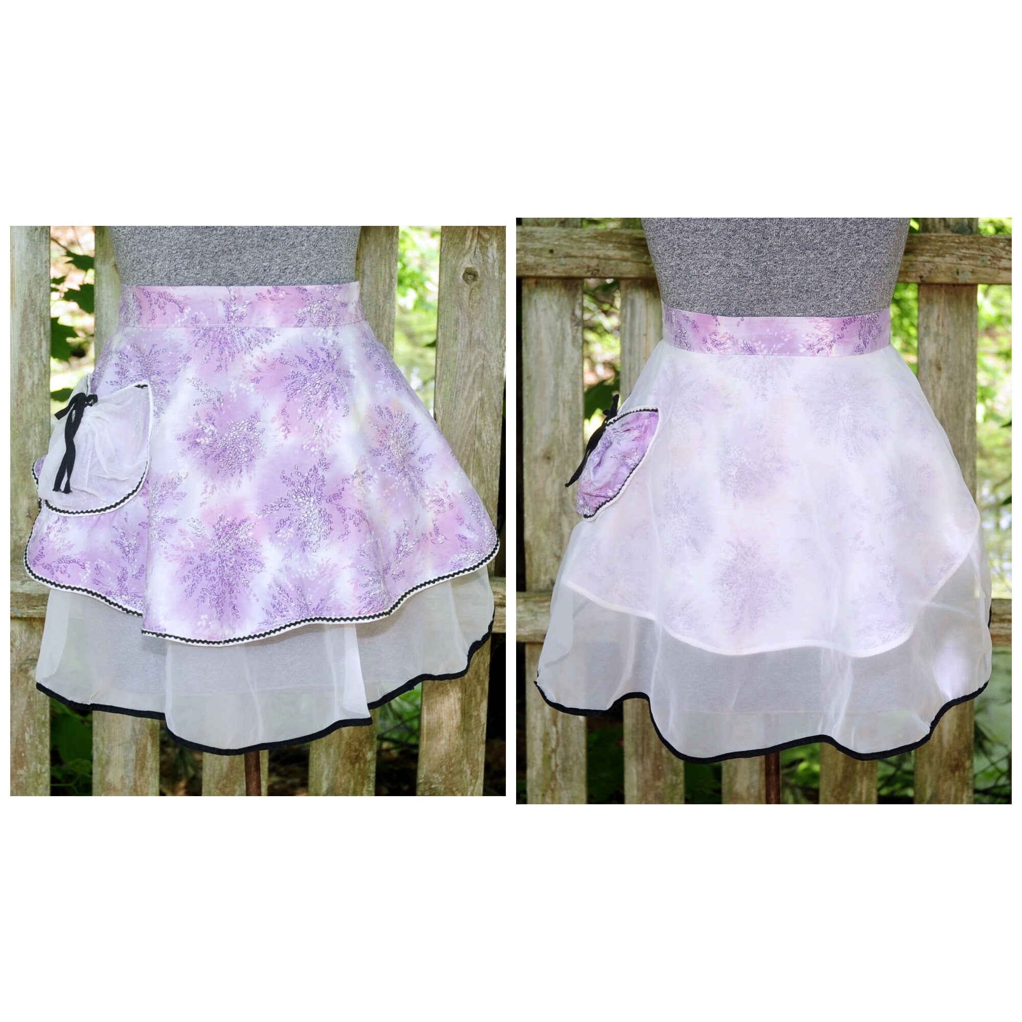 Vintage 50s 60s Lavender Floral and Illusion Reversible Fancy Hostess ...