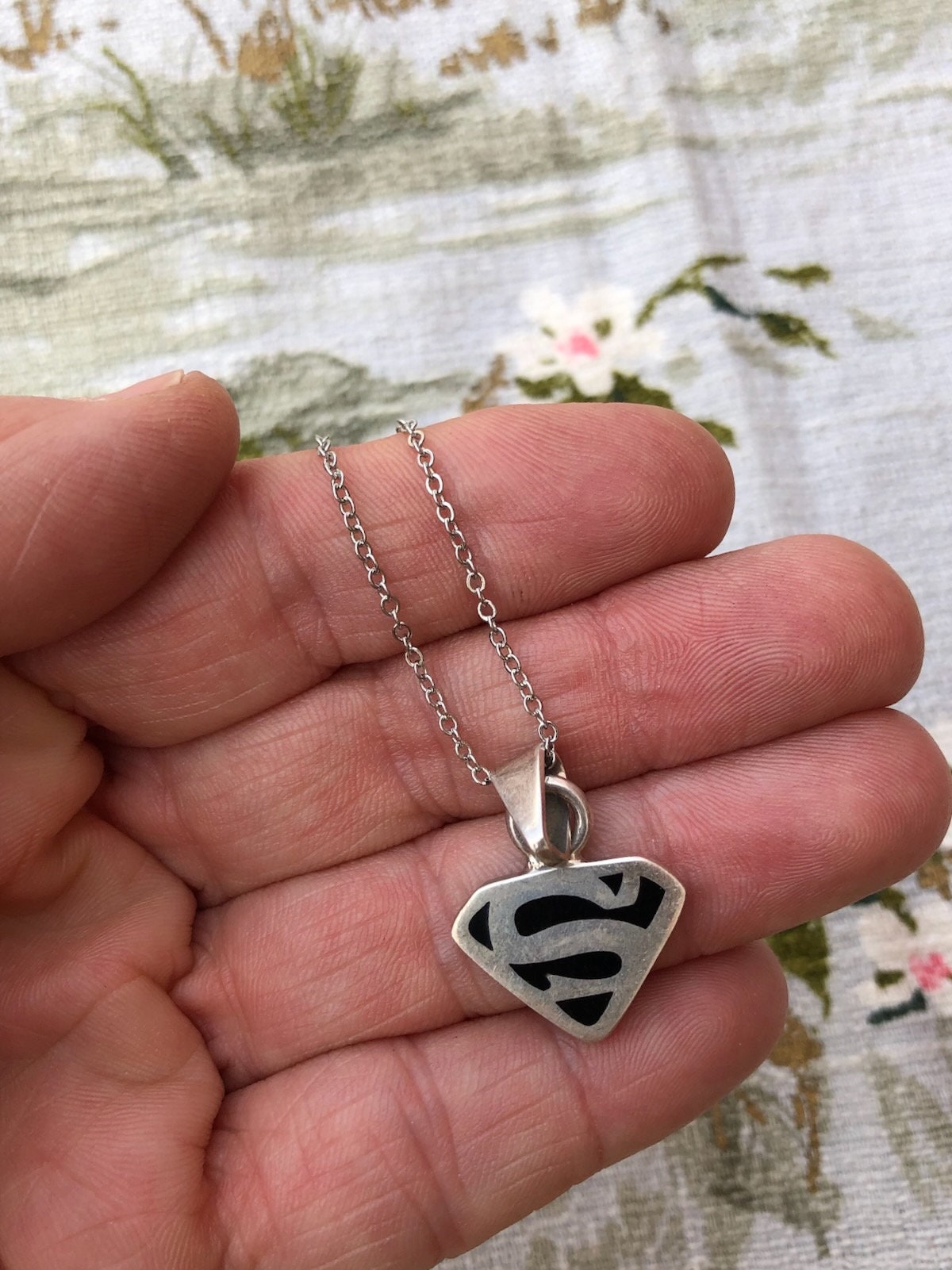 Vintage 80s Sterling Silver Superman Necklace Unisex | Shop THRILLING