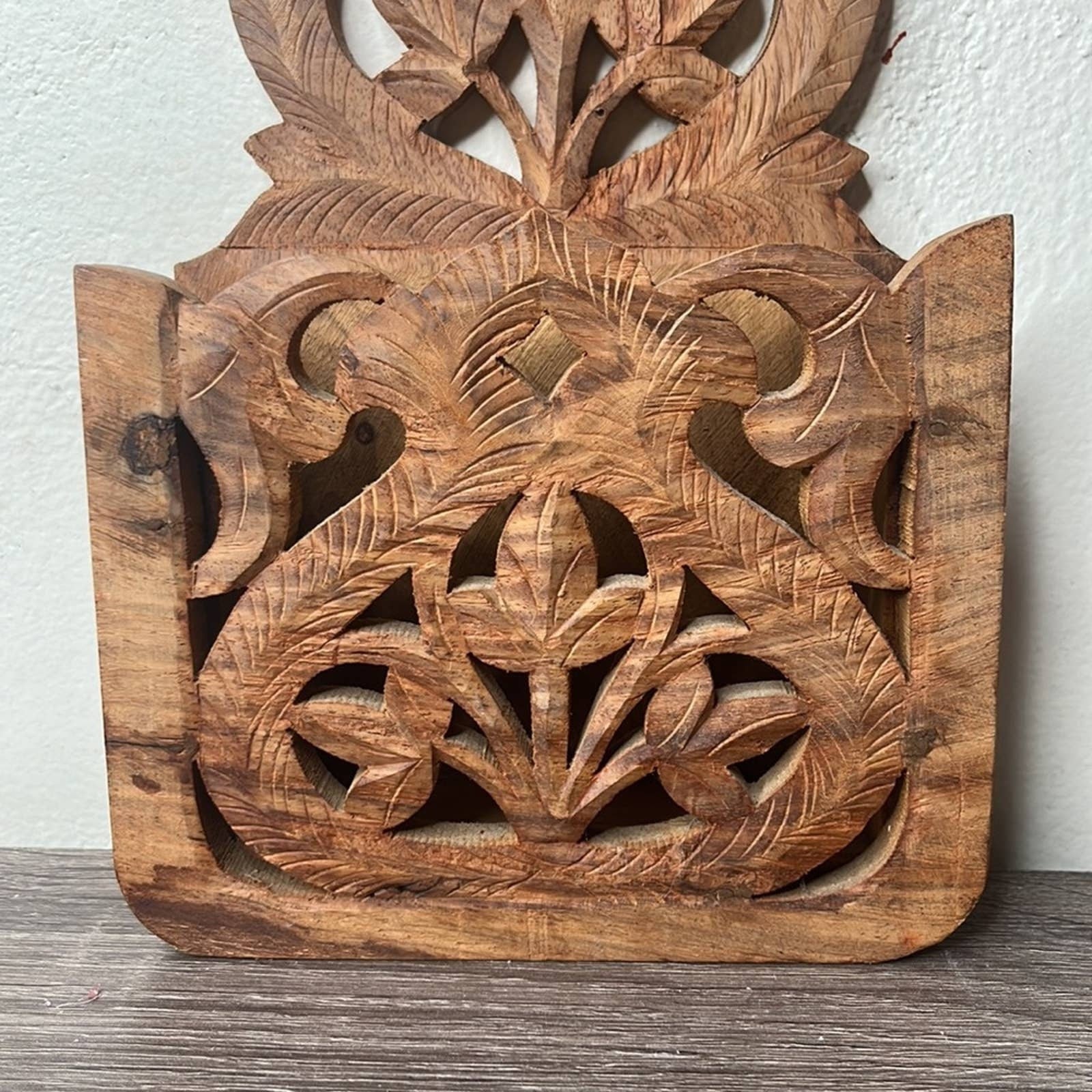 Vintage Indian Carved Wood Wall Mail Slot | Shop THRILLING