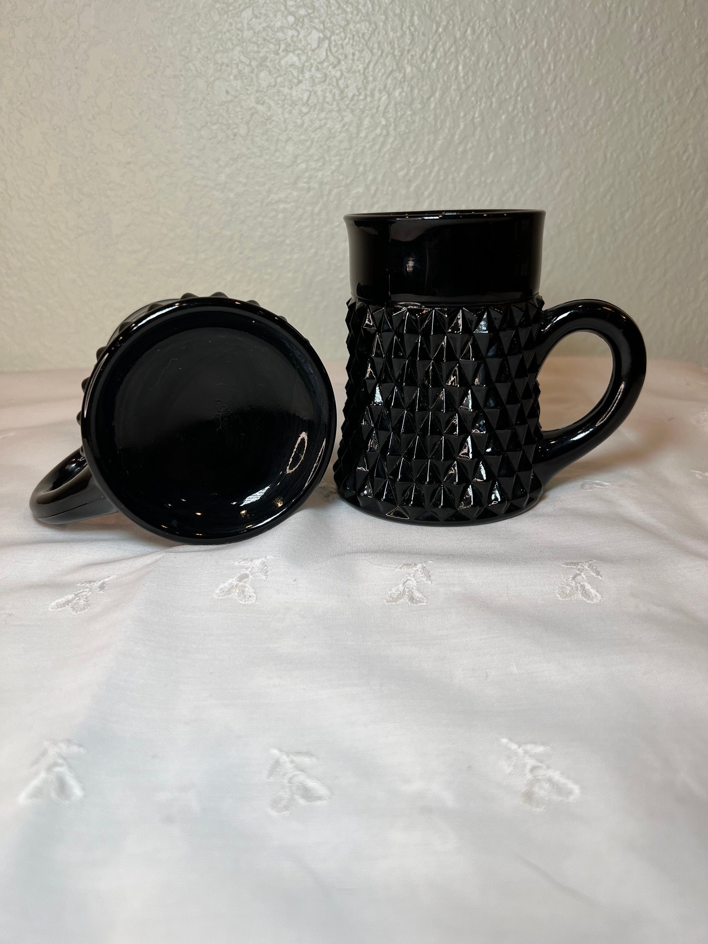Vintage Tiara Black Cameo Diamond Point Mugs | Shop THRILLING