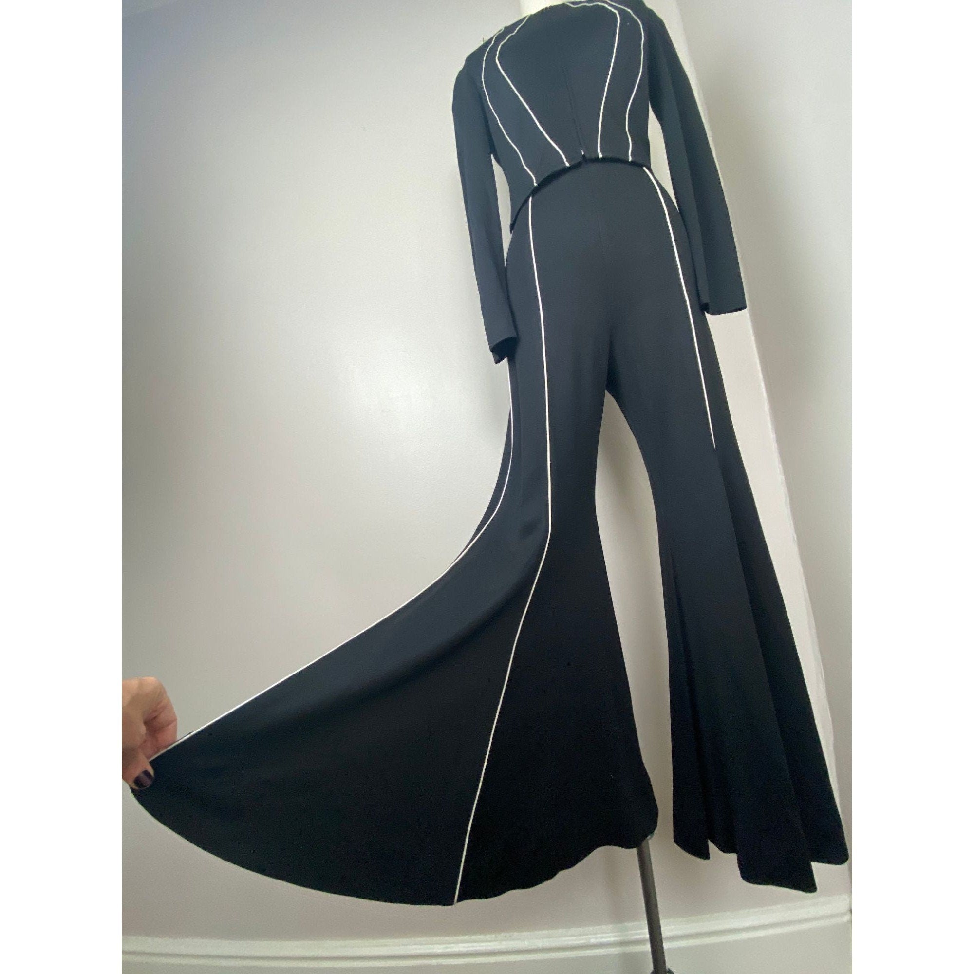 Vintage 70s Funky Black and Silver Bell Bottom Suit by Funky | Shop ...